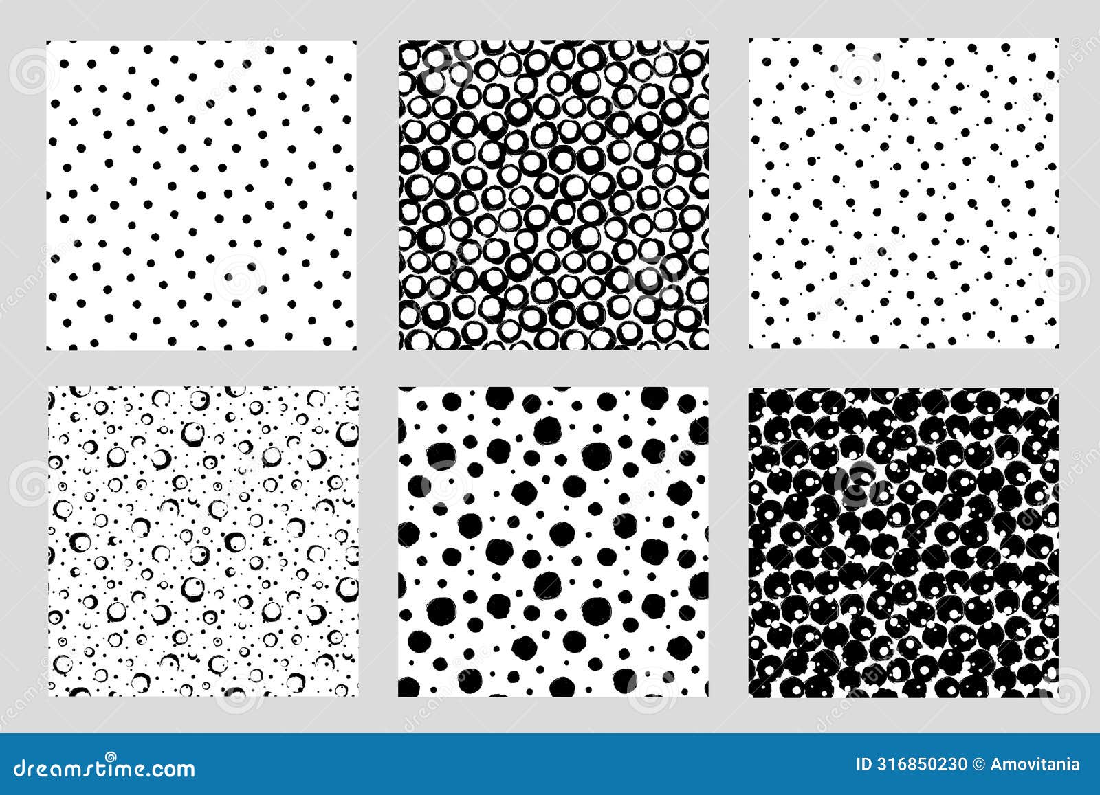 Vector Dot Patterns Set. Seamless Backgrounds from Brush Strokes Stock ...