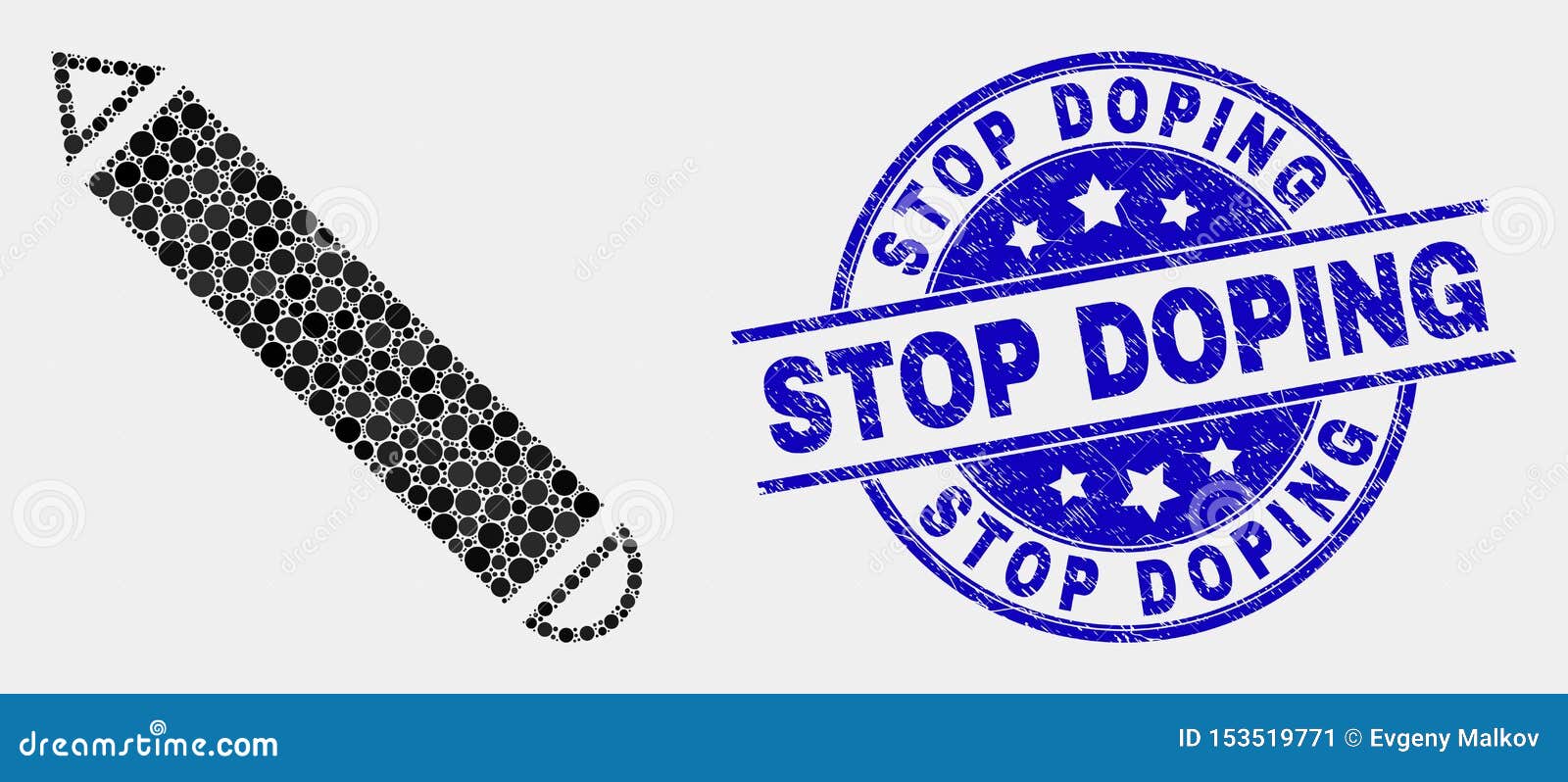Vector Dot Pencil Icon and Distress Stop Doping Seal Stock Vector ...