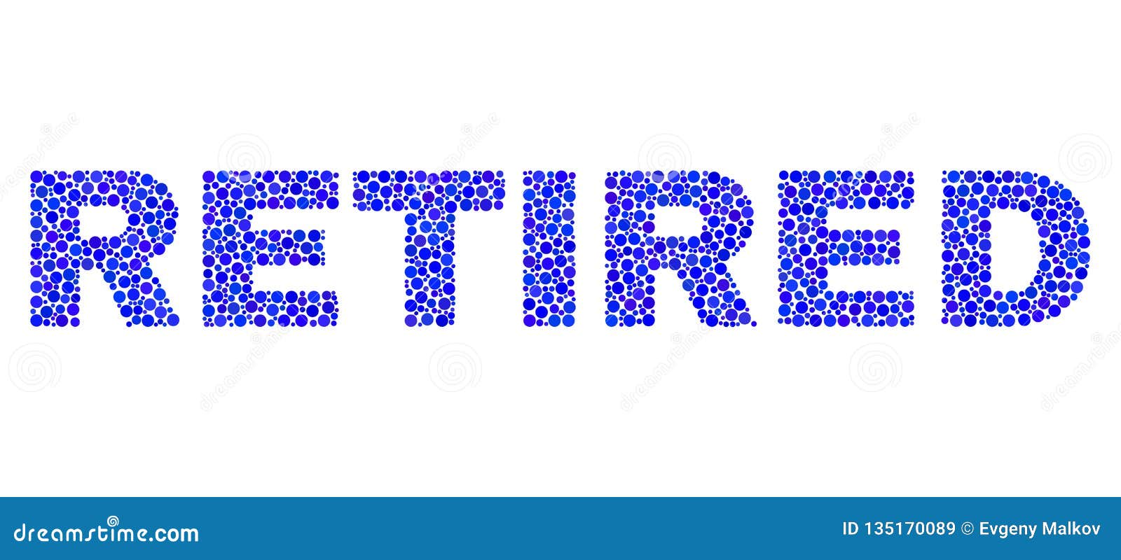 RETIRED Text in Dot Style stock vector. Illustration of collage - 135170089