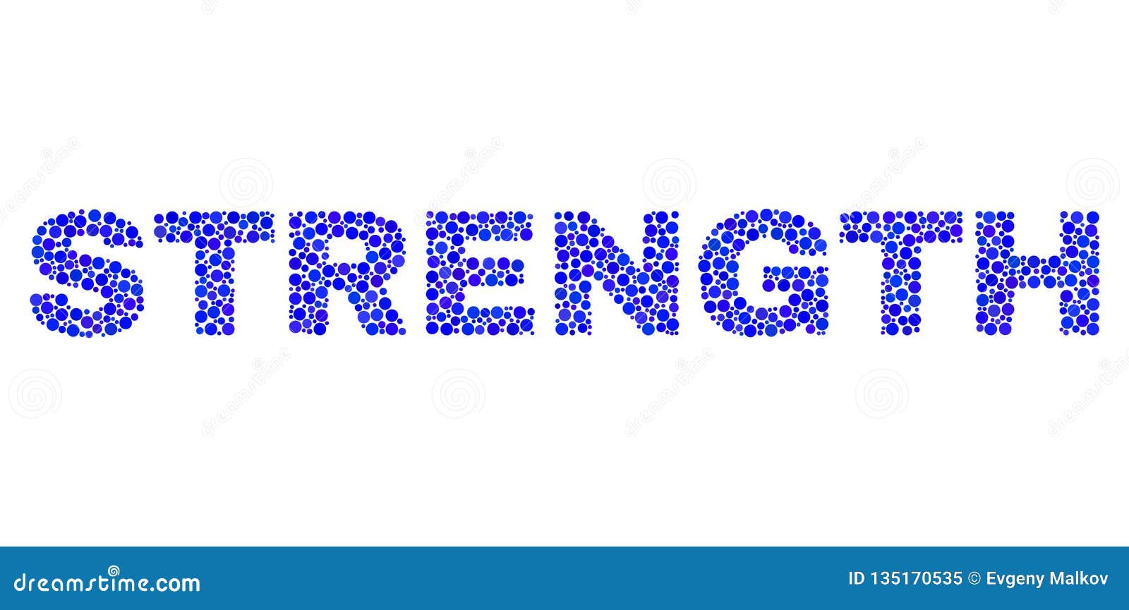 STRENGTH Text in Dot Style stock vector. Illustration of advantage ...