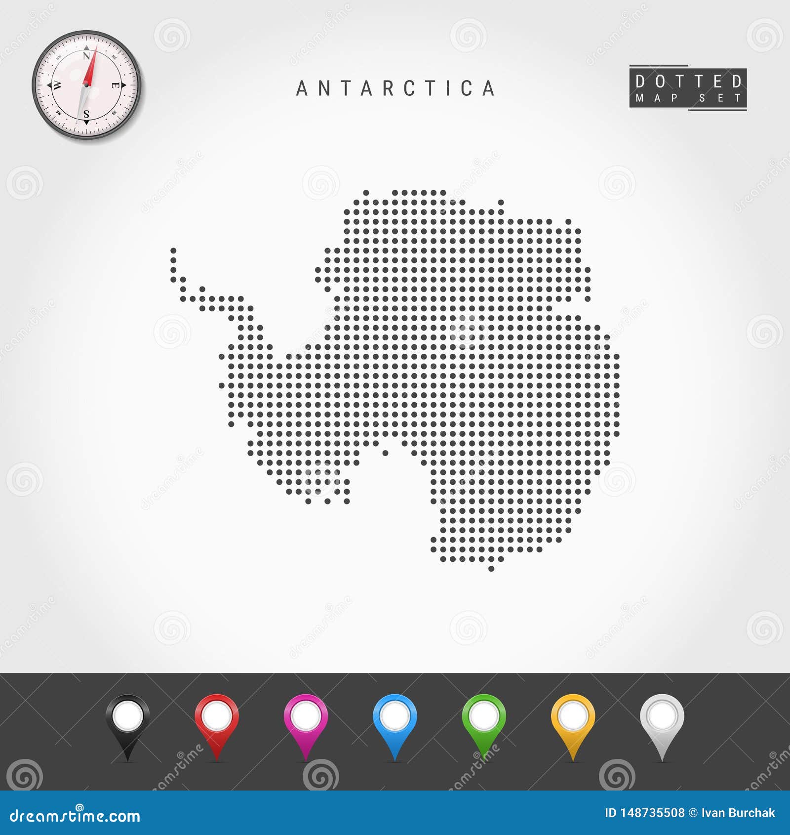 Vector Dots Map of Antarctica. Simple Silhouette of Antarctica ...