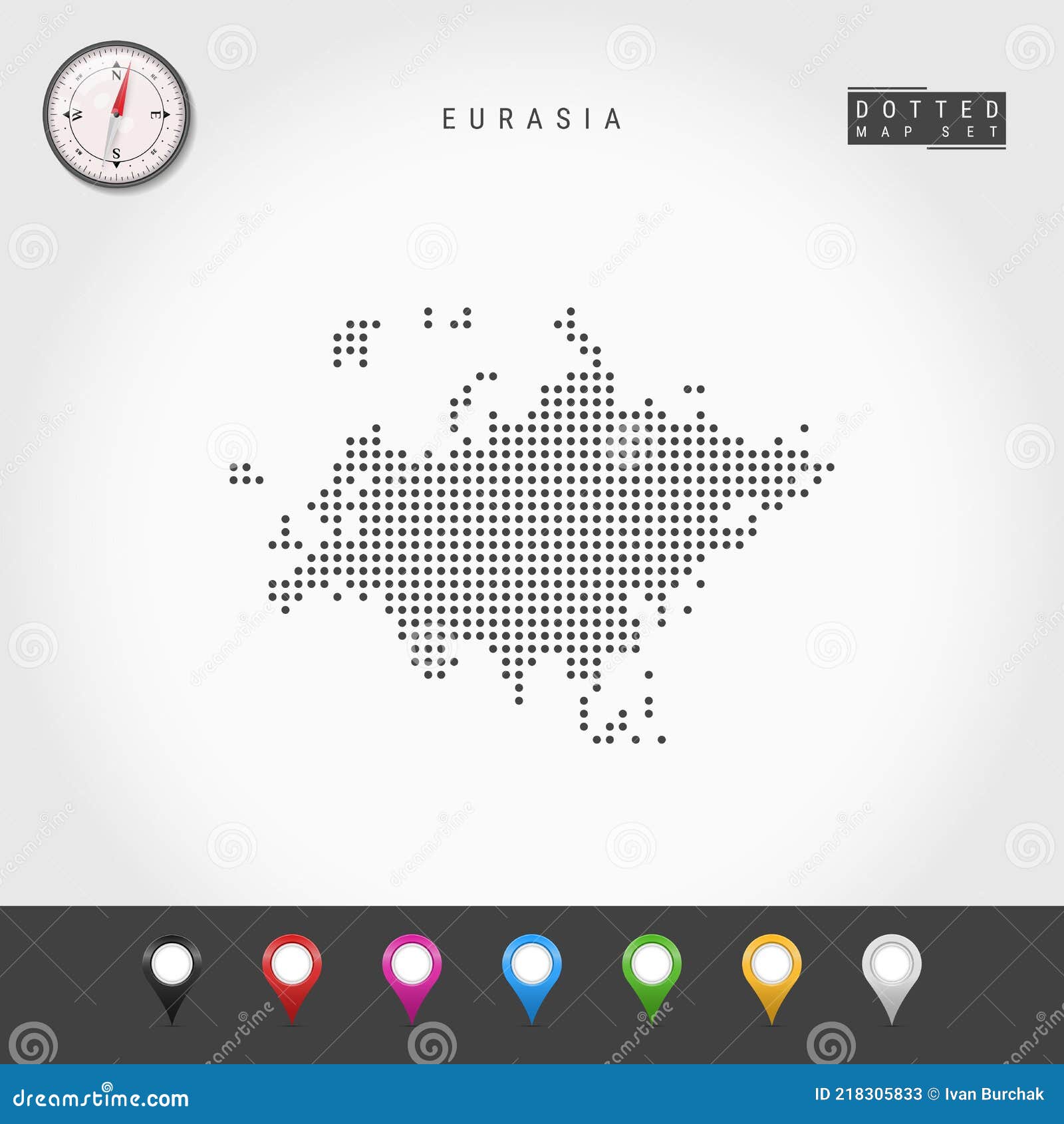 Vector Dots Map of Eurasia. Simple Silhouette of Eurasia. Realistic ...