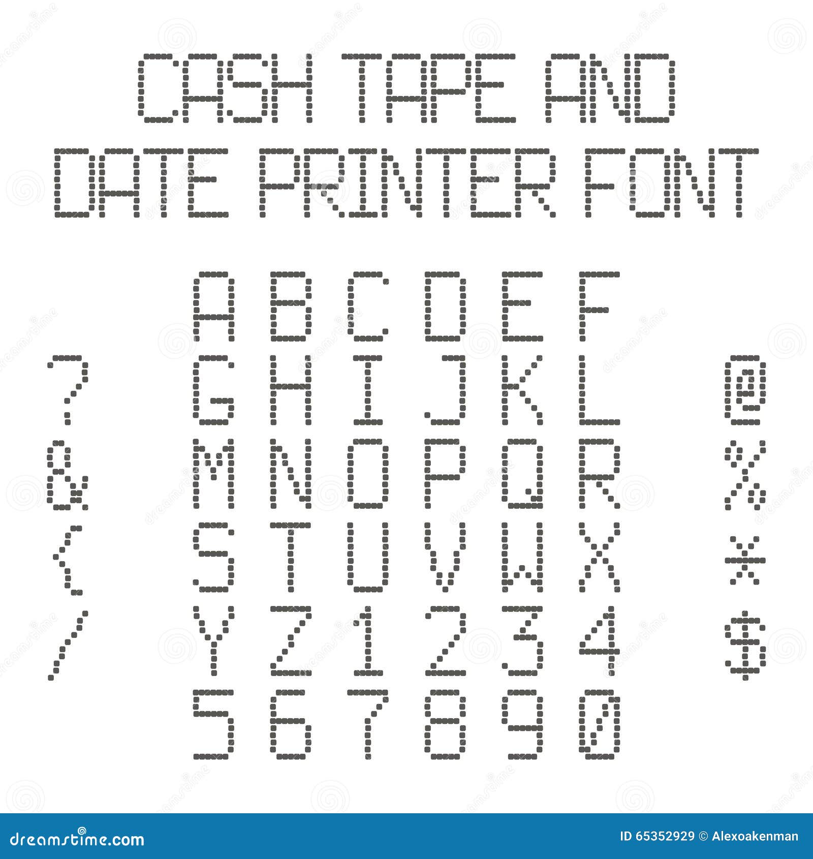 Vector Dotted Alphabet Imitating Data Printer or Cash Register Stock ...