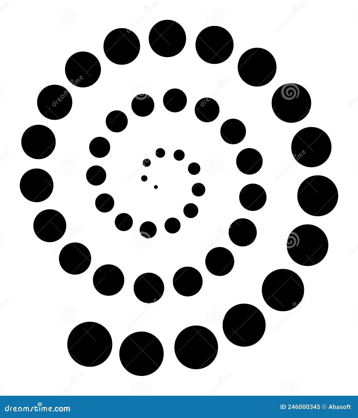 Vector Dotted Black Spiral stock vector. Illustration of rotate - 246000345