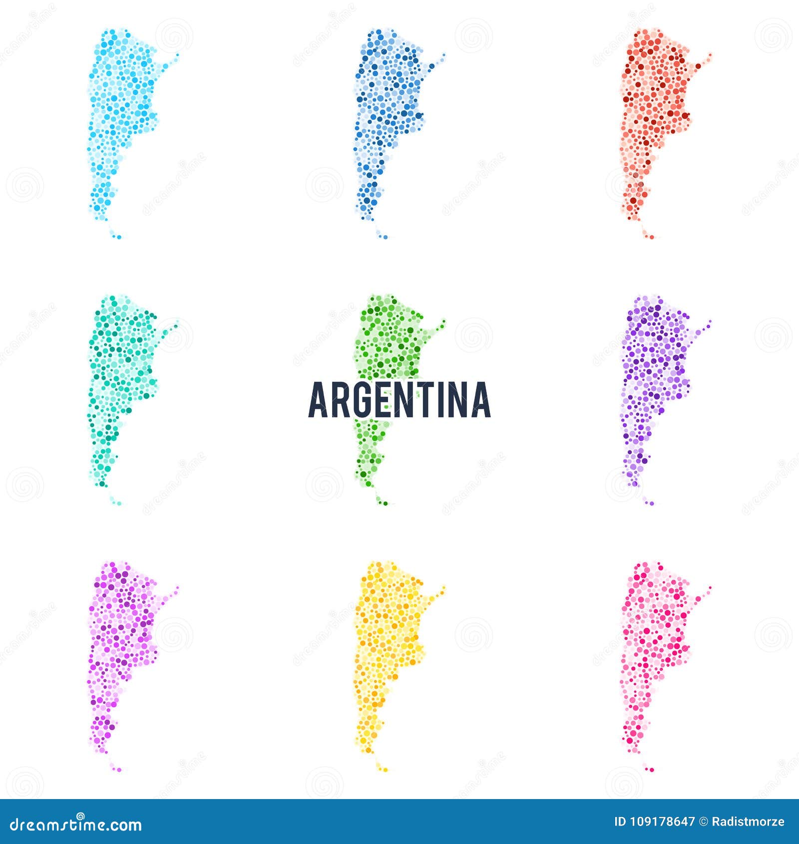 Vector Dotted Colourful Map of Argentina. Stock Illustration ...