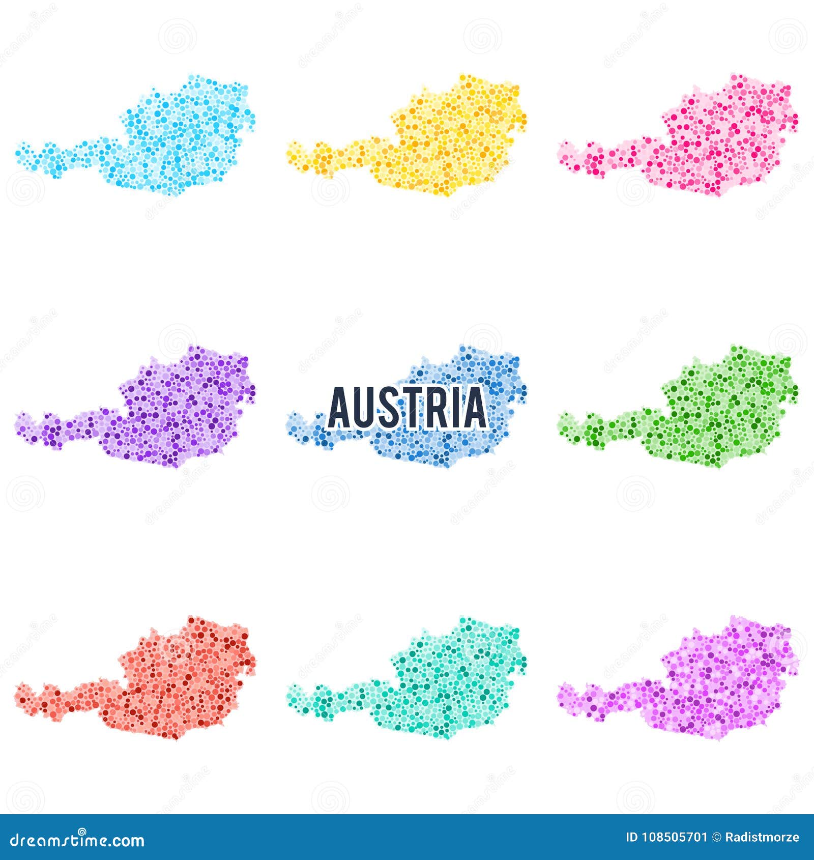 Vector Dotted Colourful Map of Austria. Stock Vector - Illustration of ...