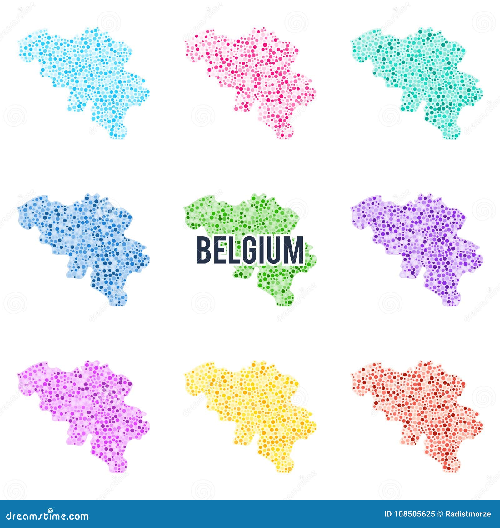 Vector Dotted Colourful Map of Belgium. Stock Vector - Illustration of ...