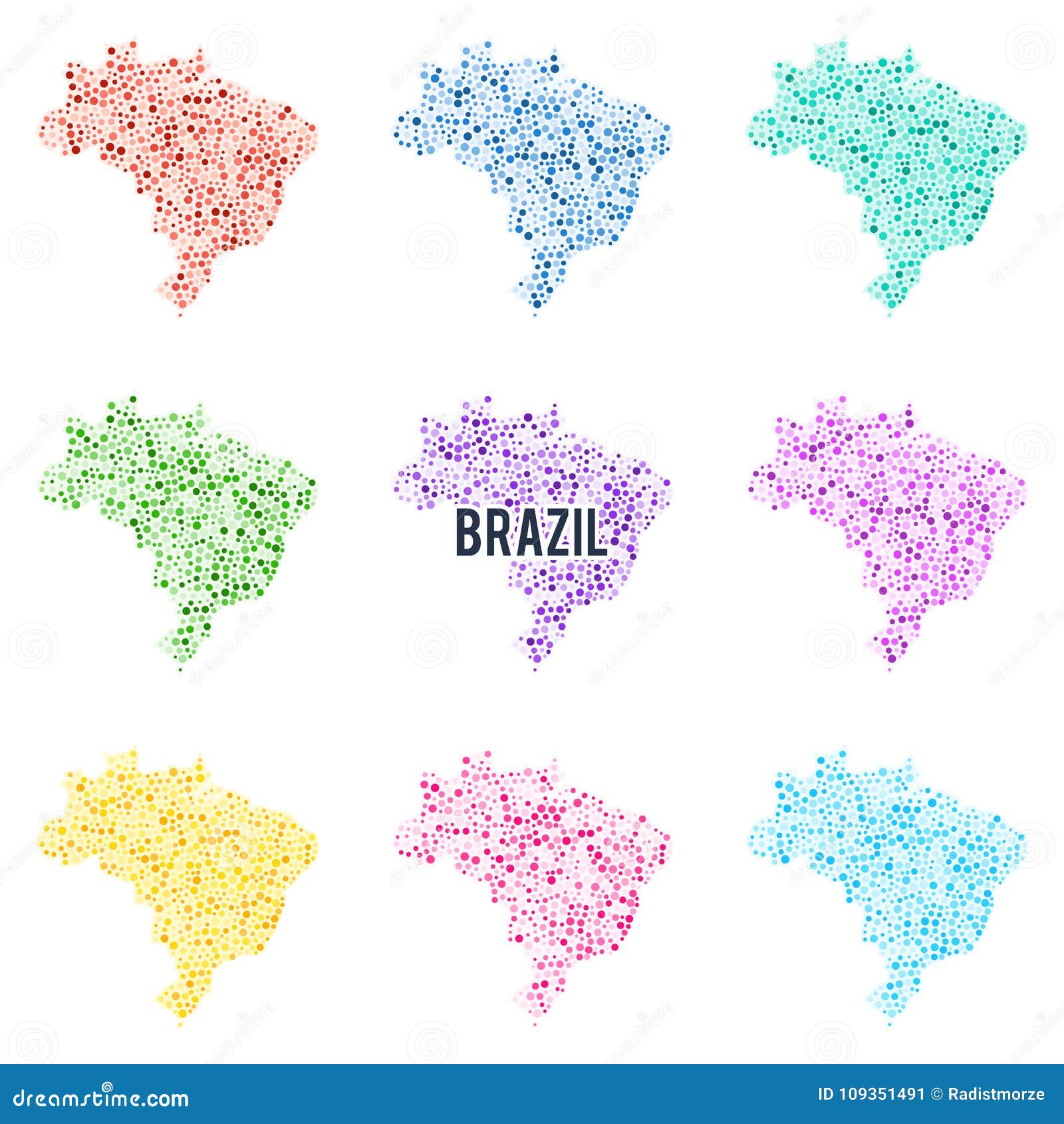Vector Dotted Colourful Map of Brazil. Stock Illustration ...