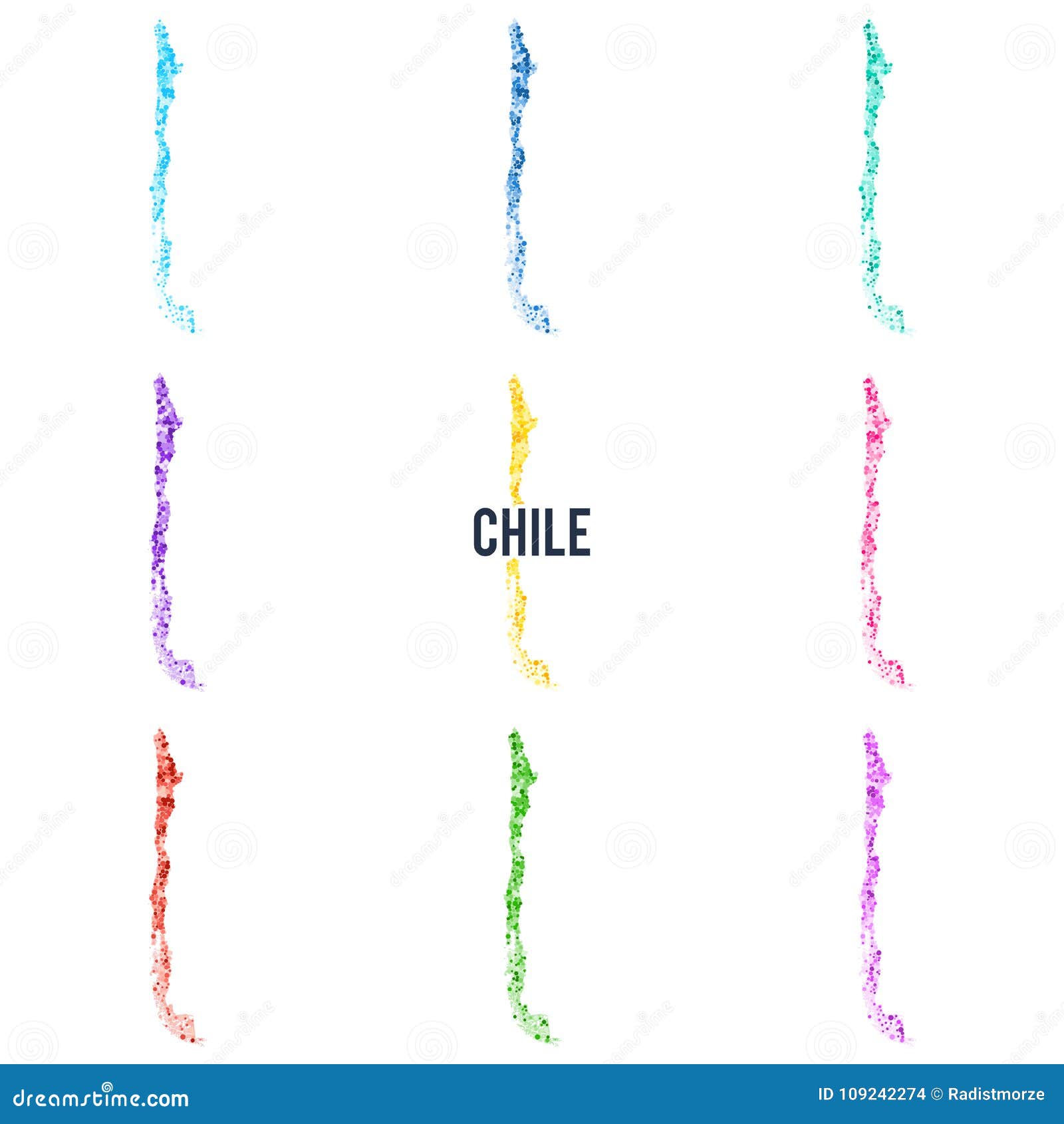 Vector Dotted Colourful Map of Chile. Stock Illustration - Illustration ...