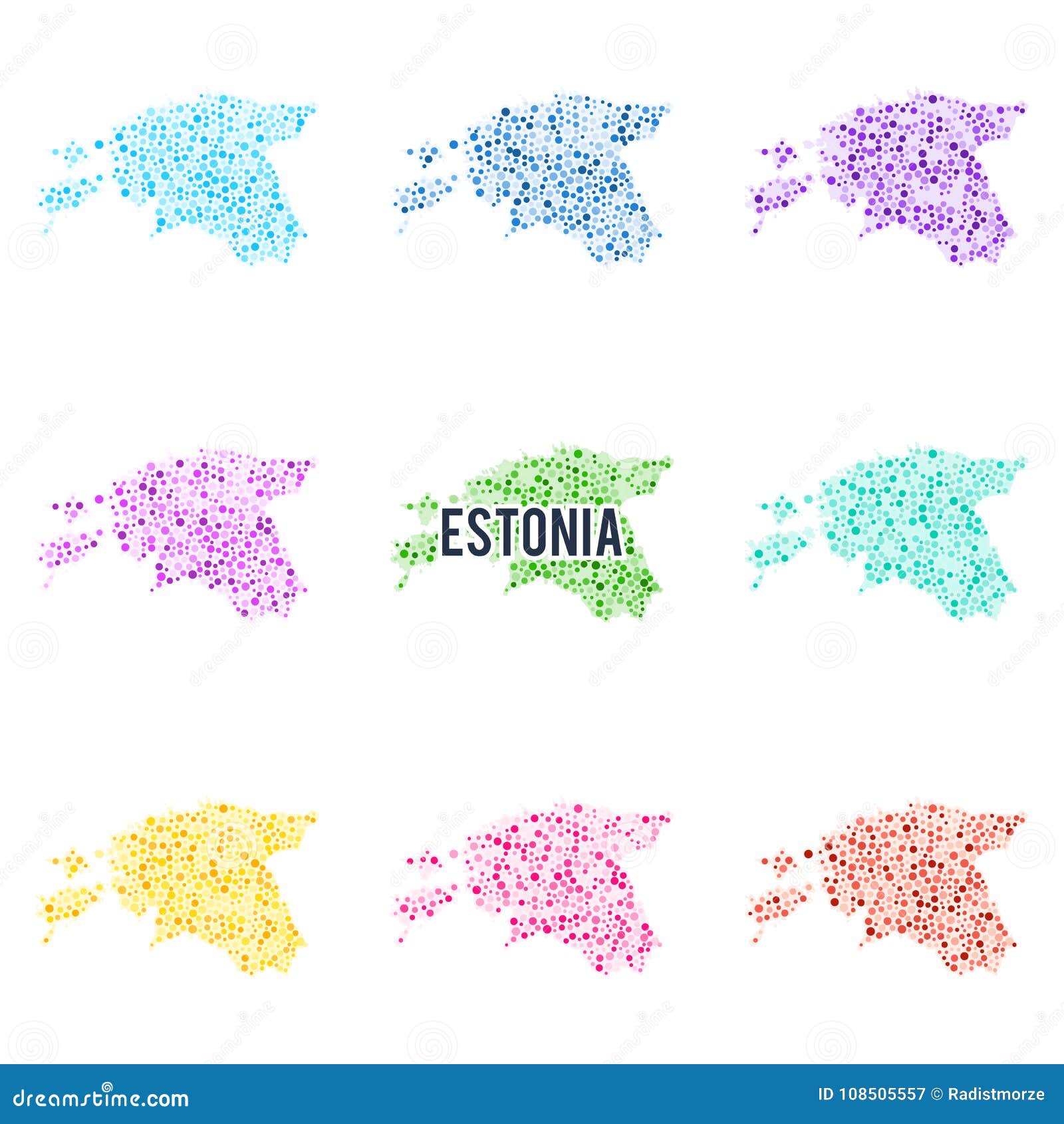 Vector Dotted Colourful Map of Estonia. Stock Vector - Illustration of ...