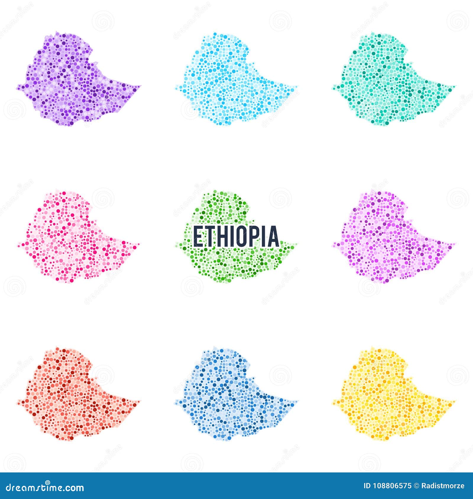 Vector Dotted Colourful Map of Ethiopia. Stock Illustration ...