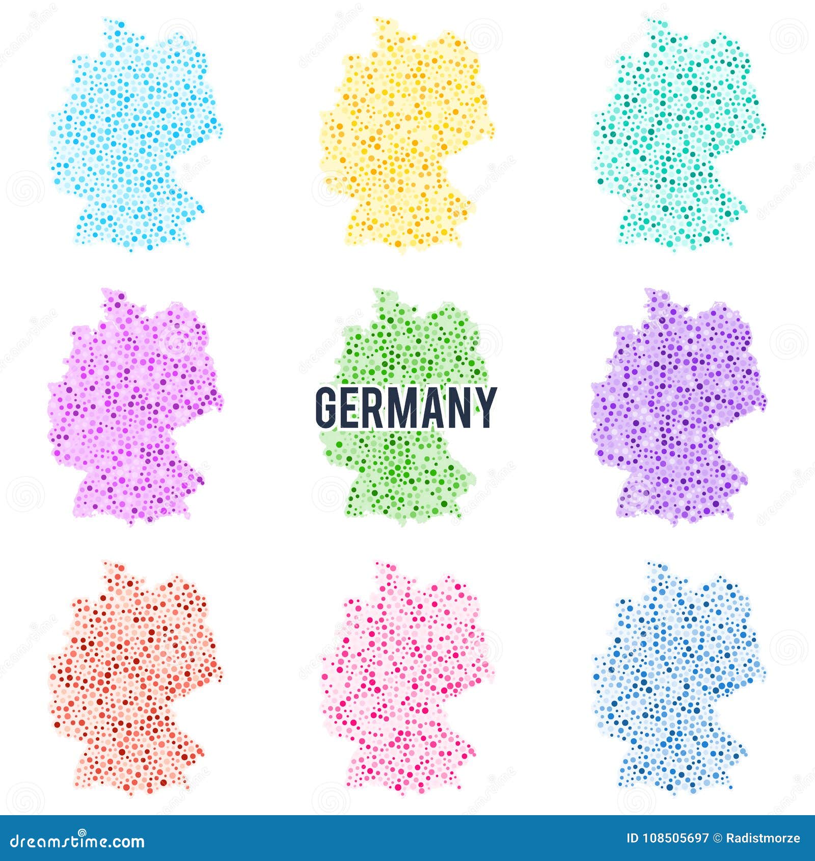 Vector Dotted Colourful Map of Germany. Stock Vector - Illustration of ...