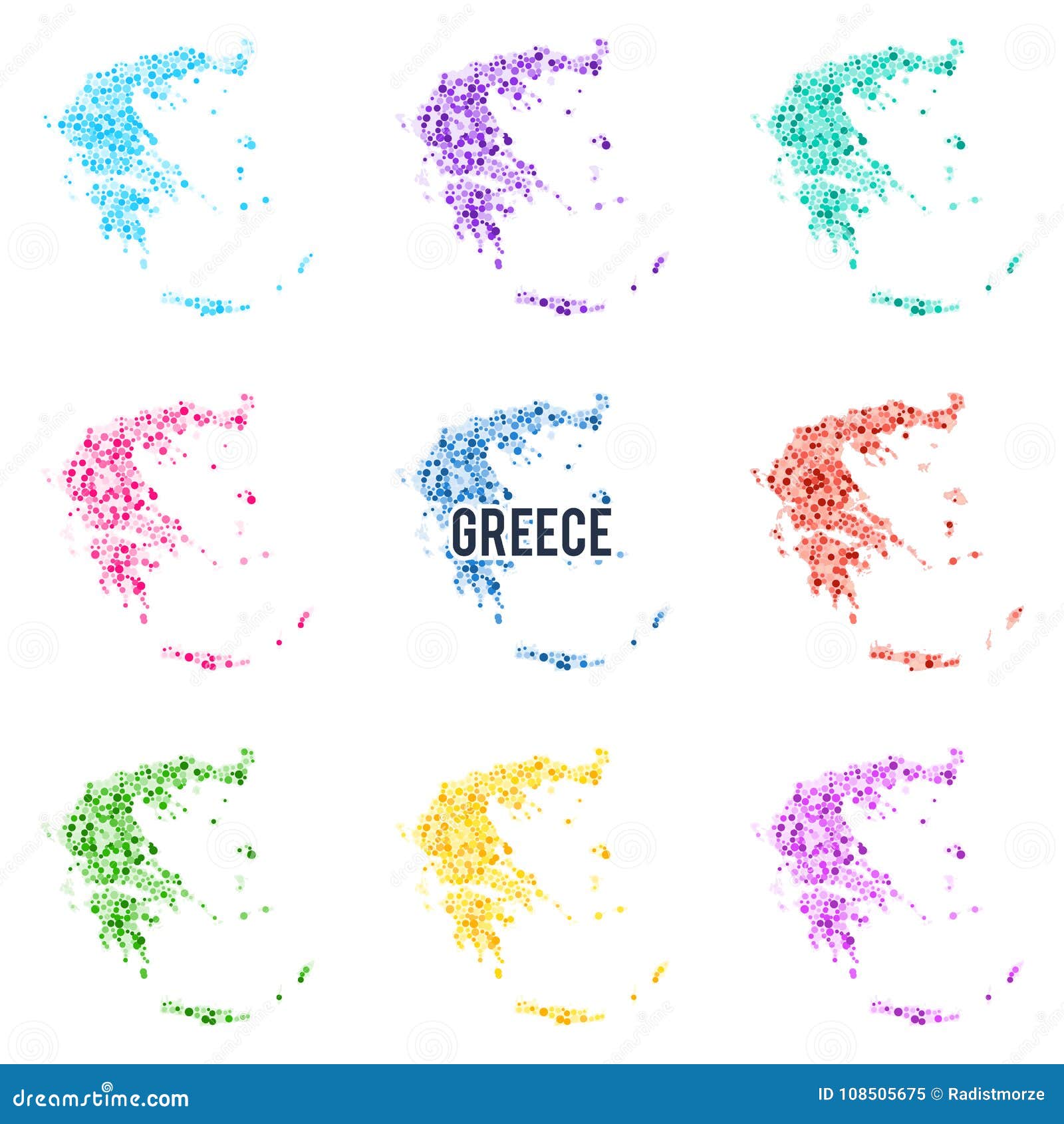 Vector Dotted Colourful Map of Greece. Stock Vector - Illustration of ...