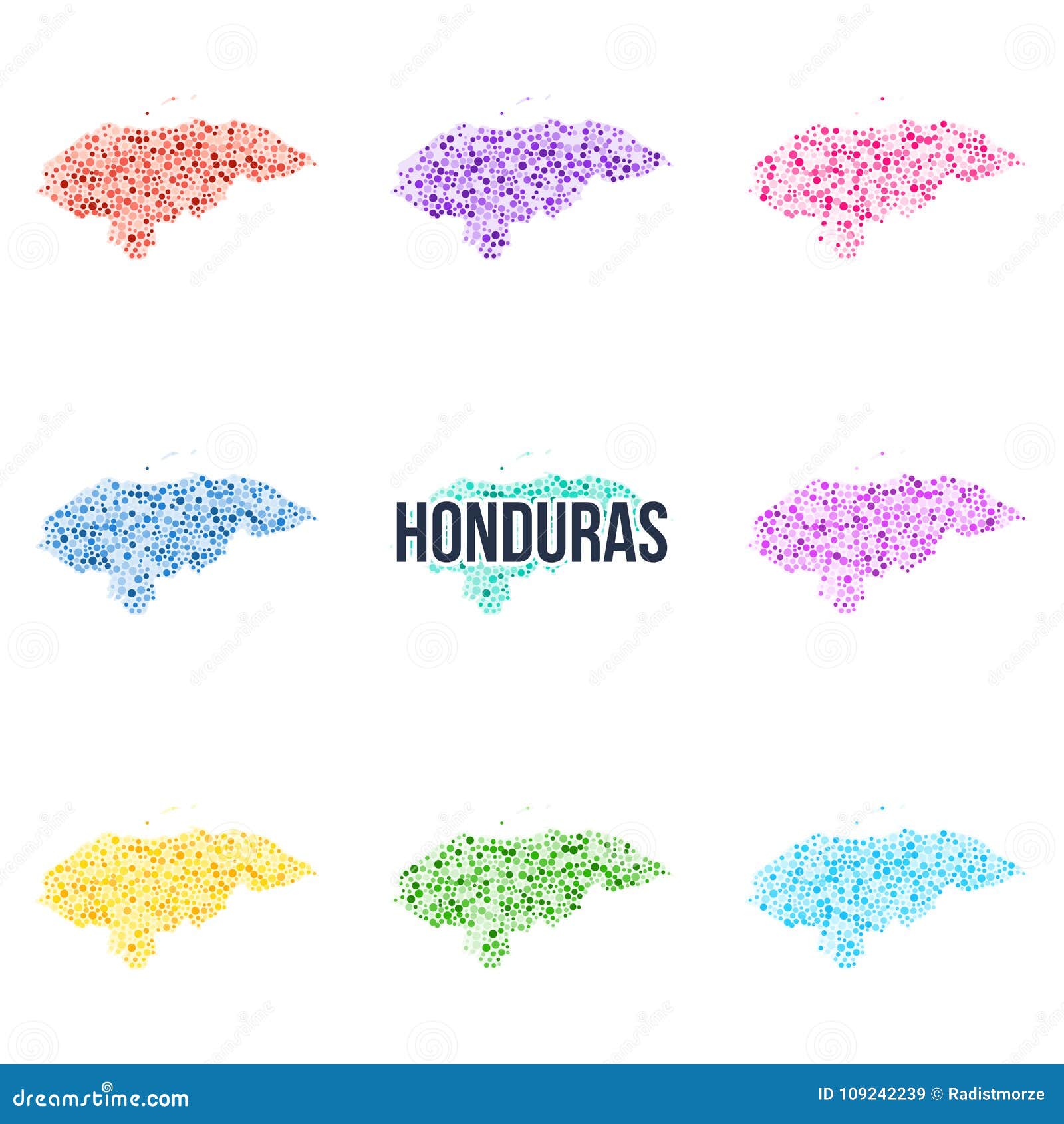 Vector Dotted Colourful Map of Honduras. Stock Illustration ...