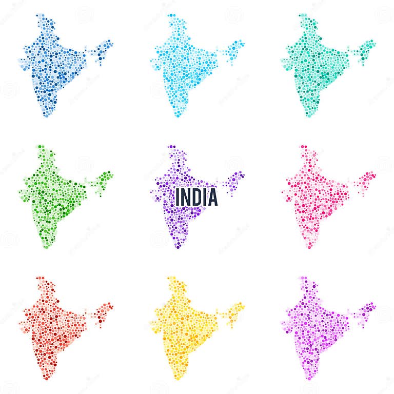 Vector Dotted Colourful Map of India. Stock Illustration - Illustration ...