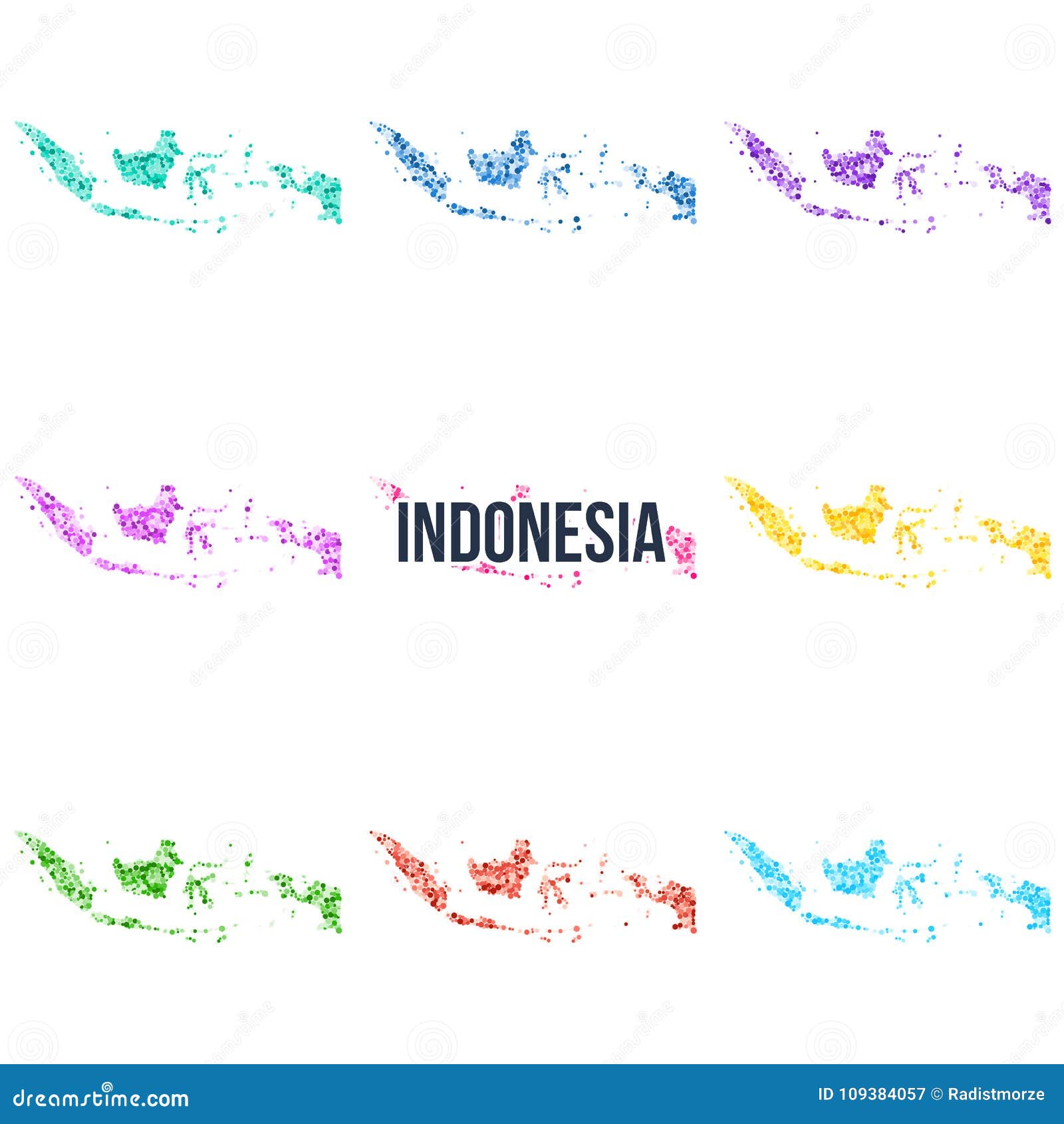 Vector Dotted Colourful Map of Indonesia. Stock Illustration ...