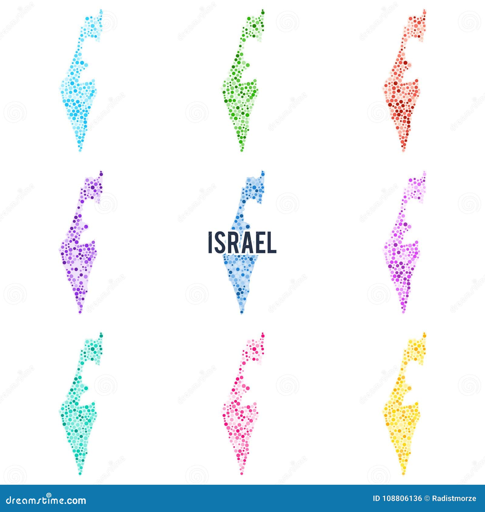 Vector Dotted Colourful Map of Israel. Stock Illustration ...