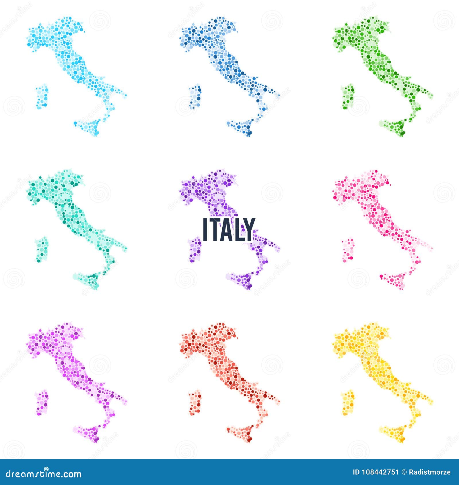 Vector Dotted Colourful Map of Italy. Stock Vector - Illustration of ...