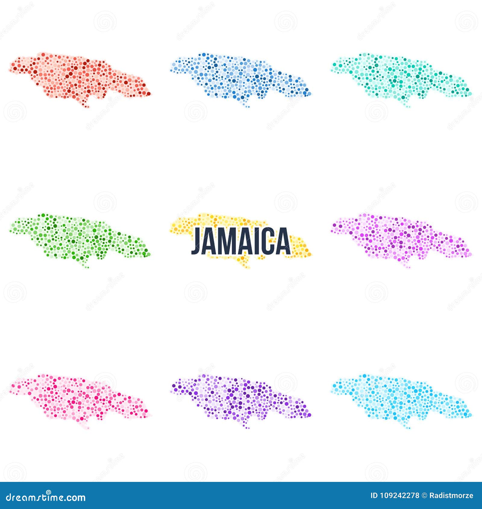 Vector Dotted Colourful Map of Jamaica. Stock Illustration ...