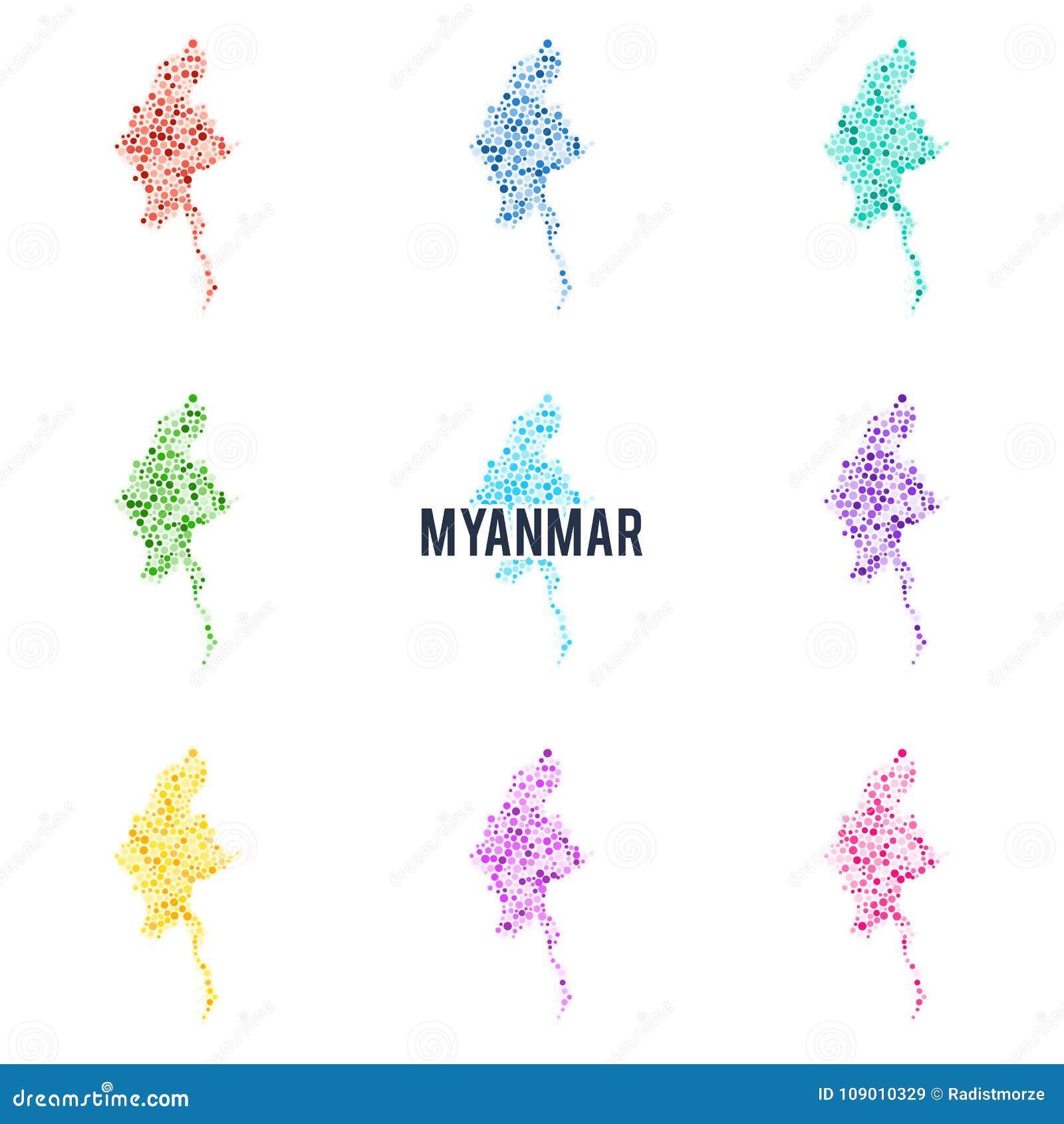 Vector Dotted Colourful Map of Myanmar. Stock Illustration ...