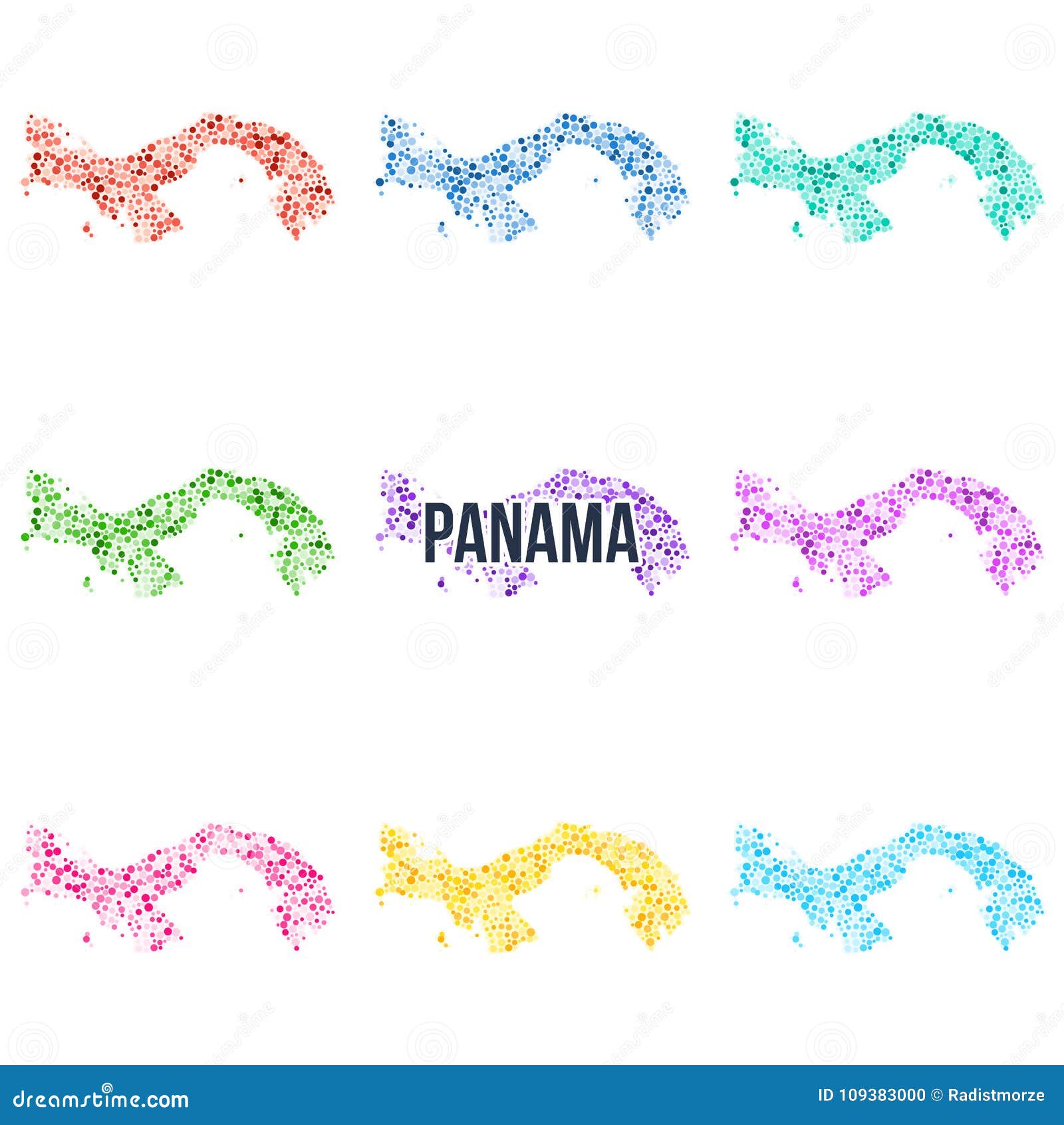 Vector Dotted Colourful Map of Panama. Stock Illustration ...