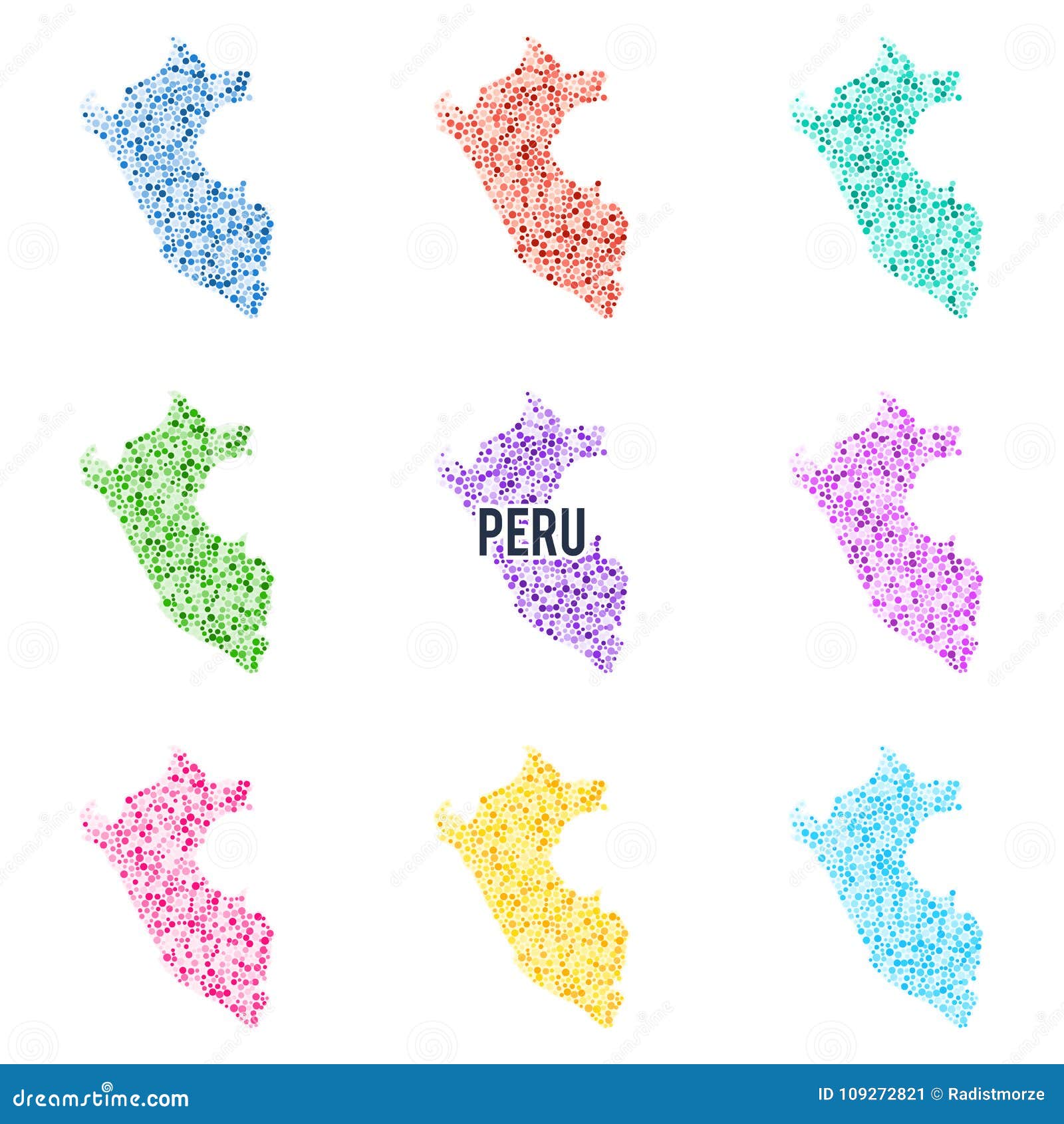 Vector Dotted Colourful Map of Peru. Stock Illustration - Illustration ...