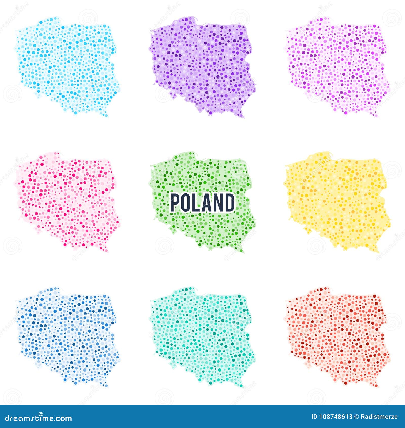 Vector Dotted Colourful Map of Poland. Stock Illustration ...