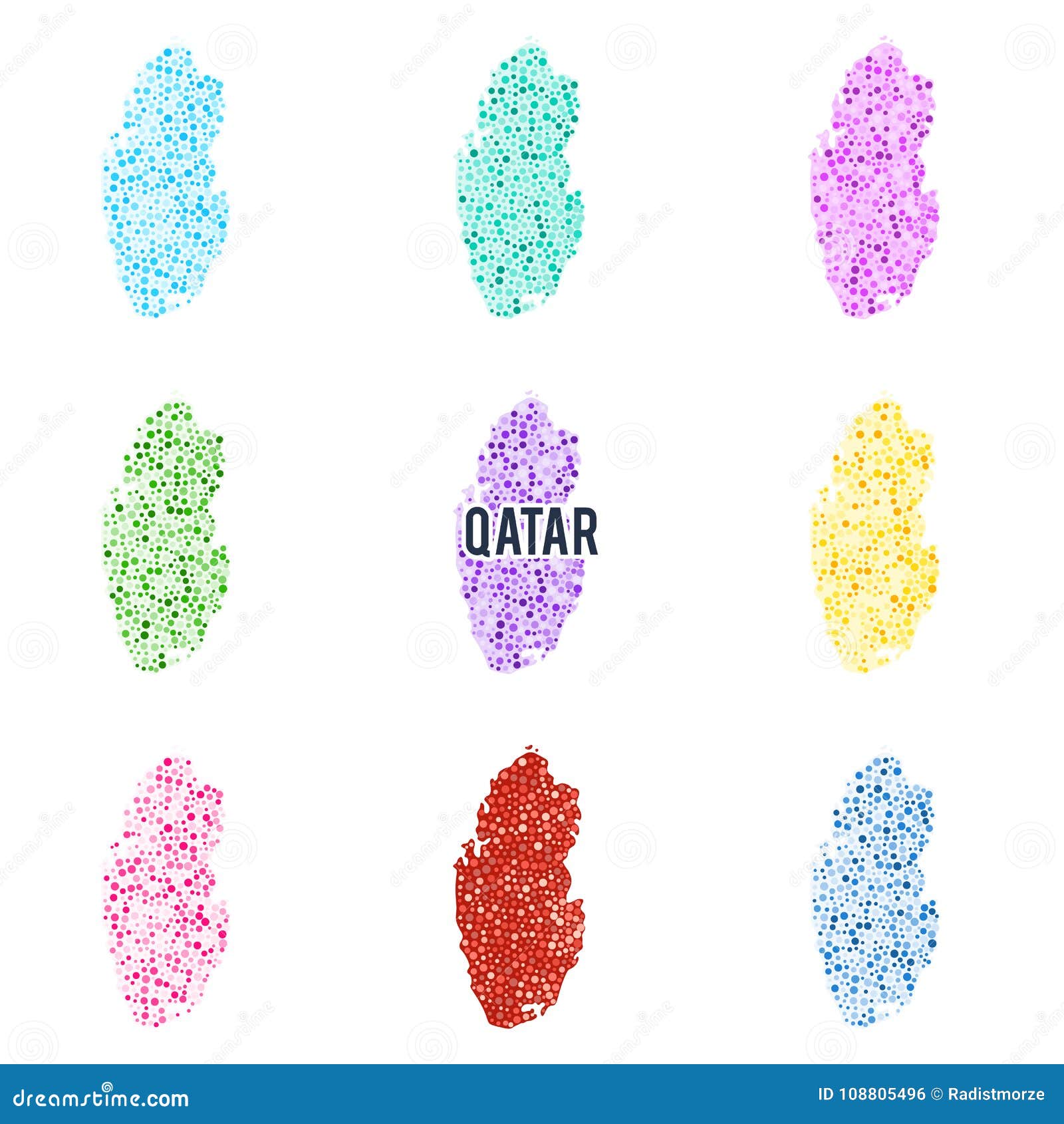 Vector Dotted Colourful Map of Qatar. Stock Illustration - Illustration ...