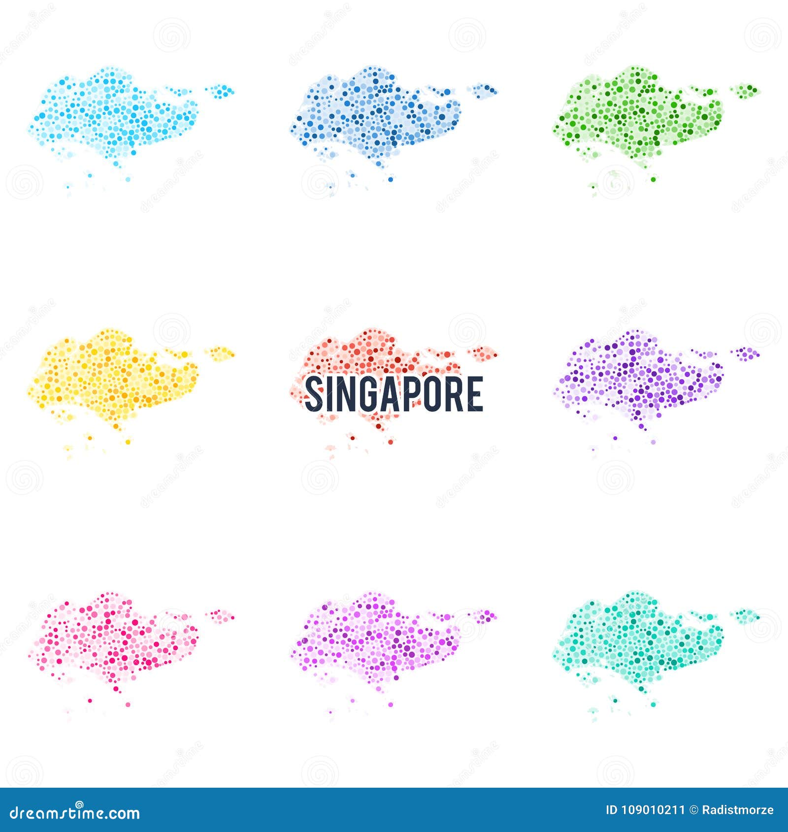 Vector Dotted Colourful Map of Singapore. Stock Illustration ...