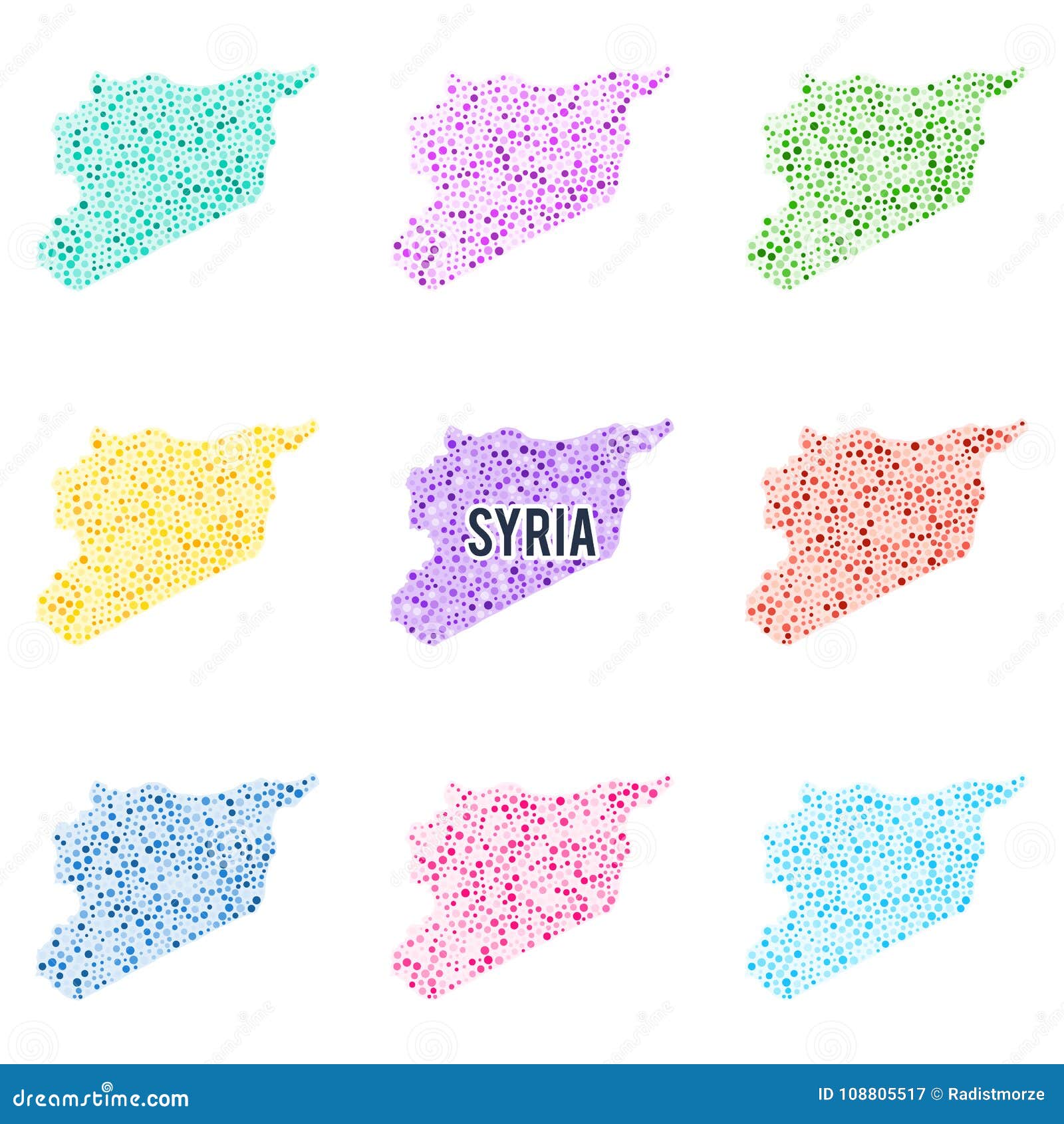 Vector Dotted Colourful Map of Syria. Stock Illustration - Illustration ...