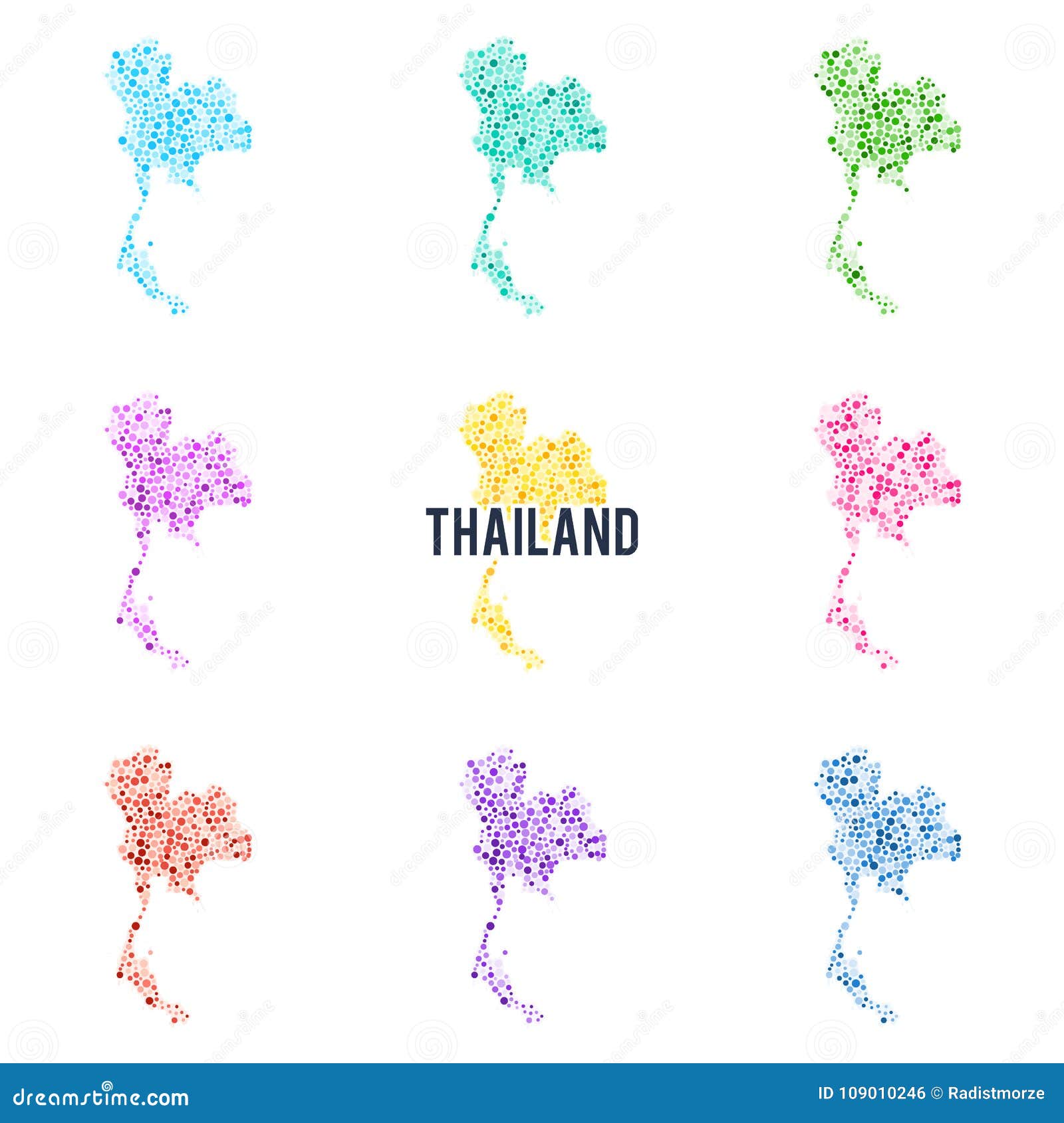 Vector Dotted Colourful Map of Thailand. Stock Illustration ...