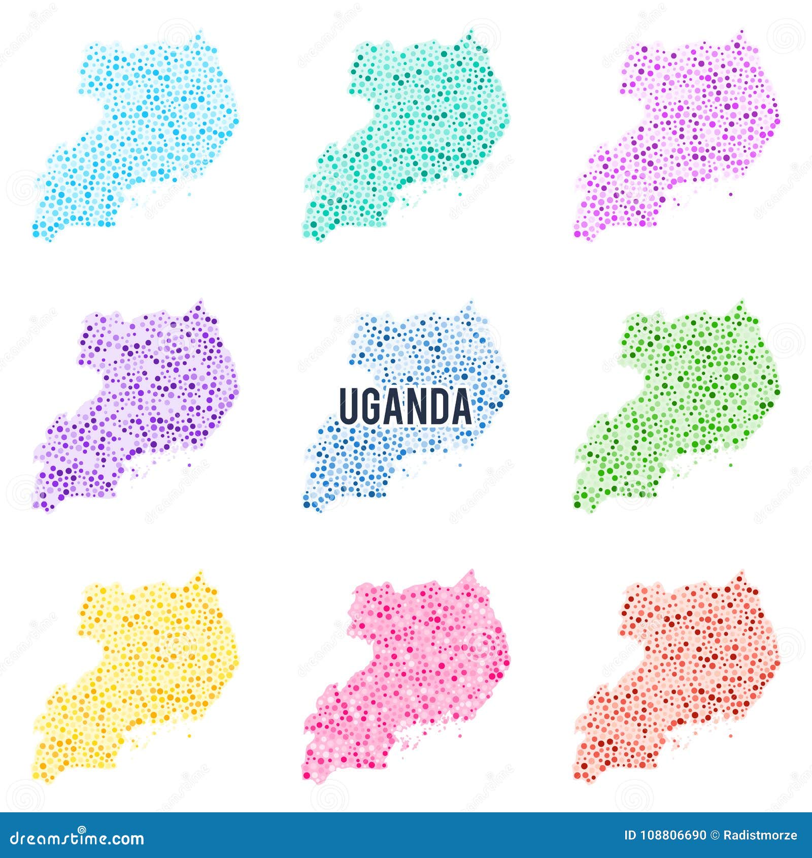 Vector Dotted Colourful Map of Uganda. Stock Illustration ...