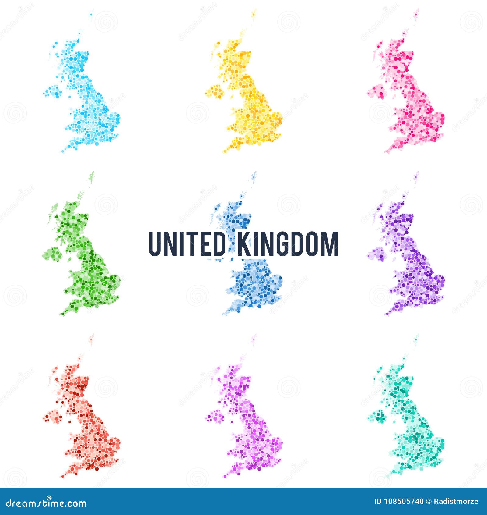 Vector Dotted Colourful Map of United Kingdom. Stock Vector ...