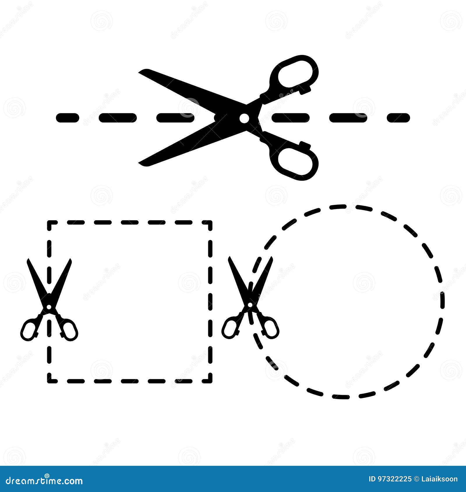 Vector Dotted Lines with Scissor Icon Set Stock Vector - Illustration ...