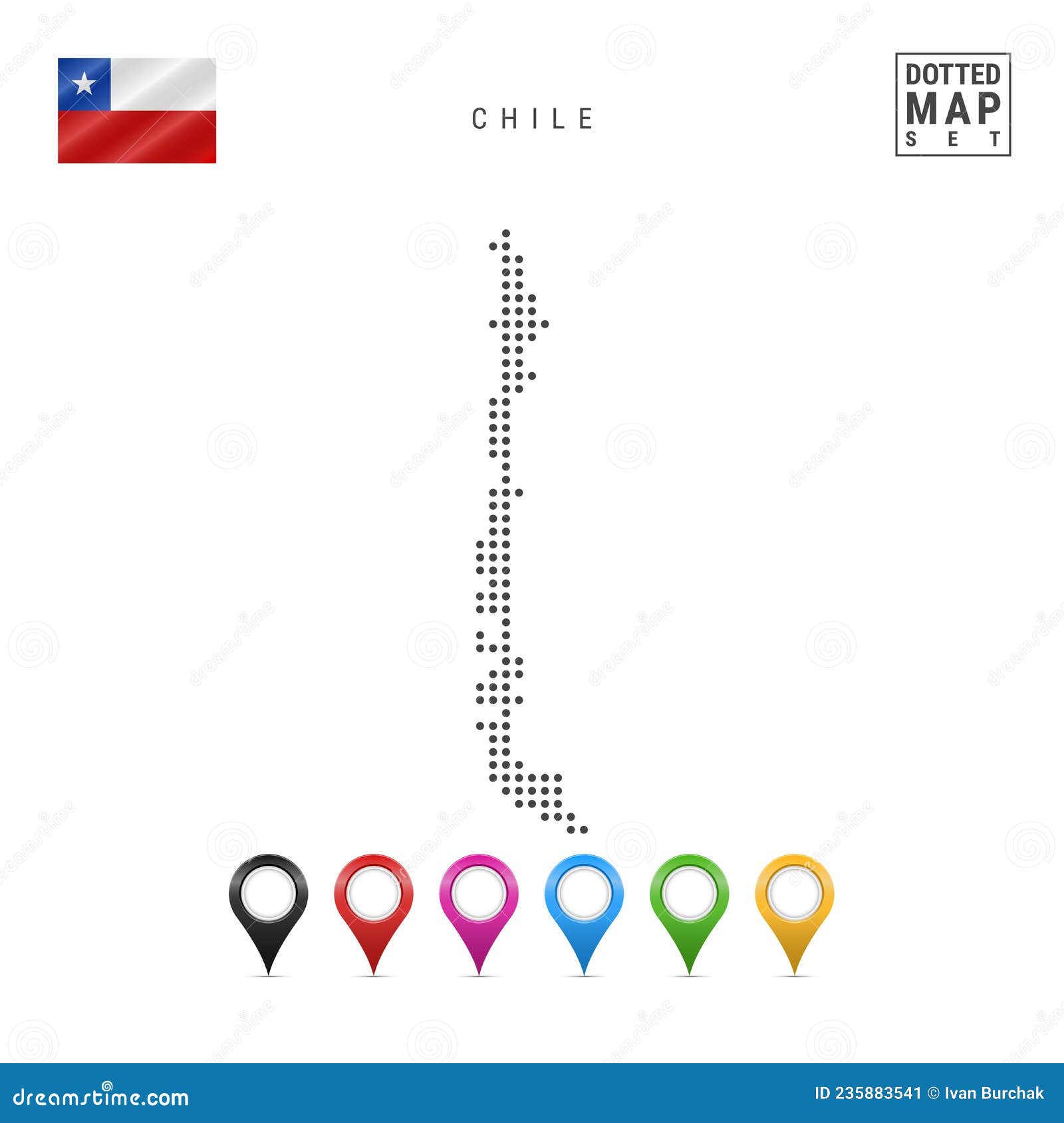 Vector Dotted Map of Chile. Simple Silhouette of Chile. the National ...