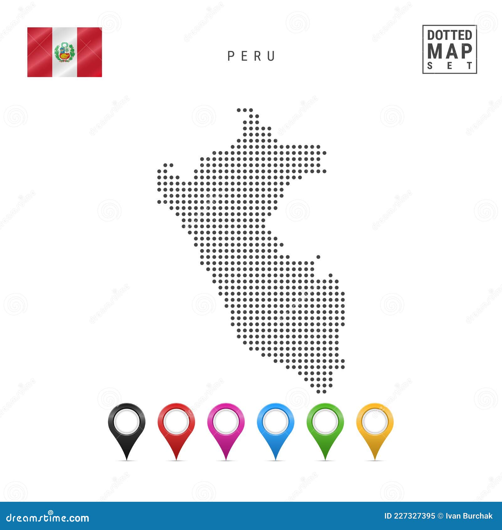 Vector Dotted Map of Peru. Simple Silhouette of Peru. the National Flag ...