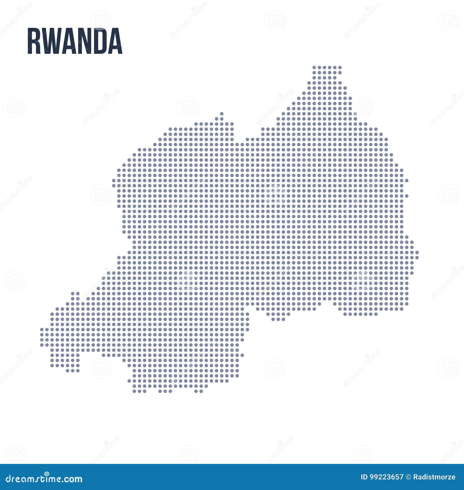 Vector Dotted Map of Rwanda Isolated on White Background . Stock ...