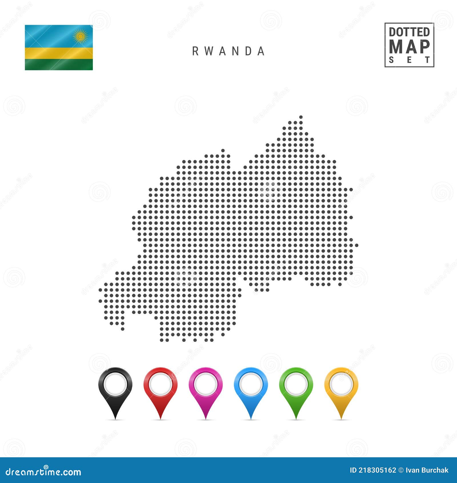 Vector Dotted Map of Rwanda. Simple Silhouette of Rwanda. the National ...