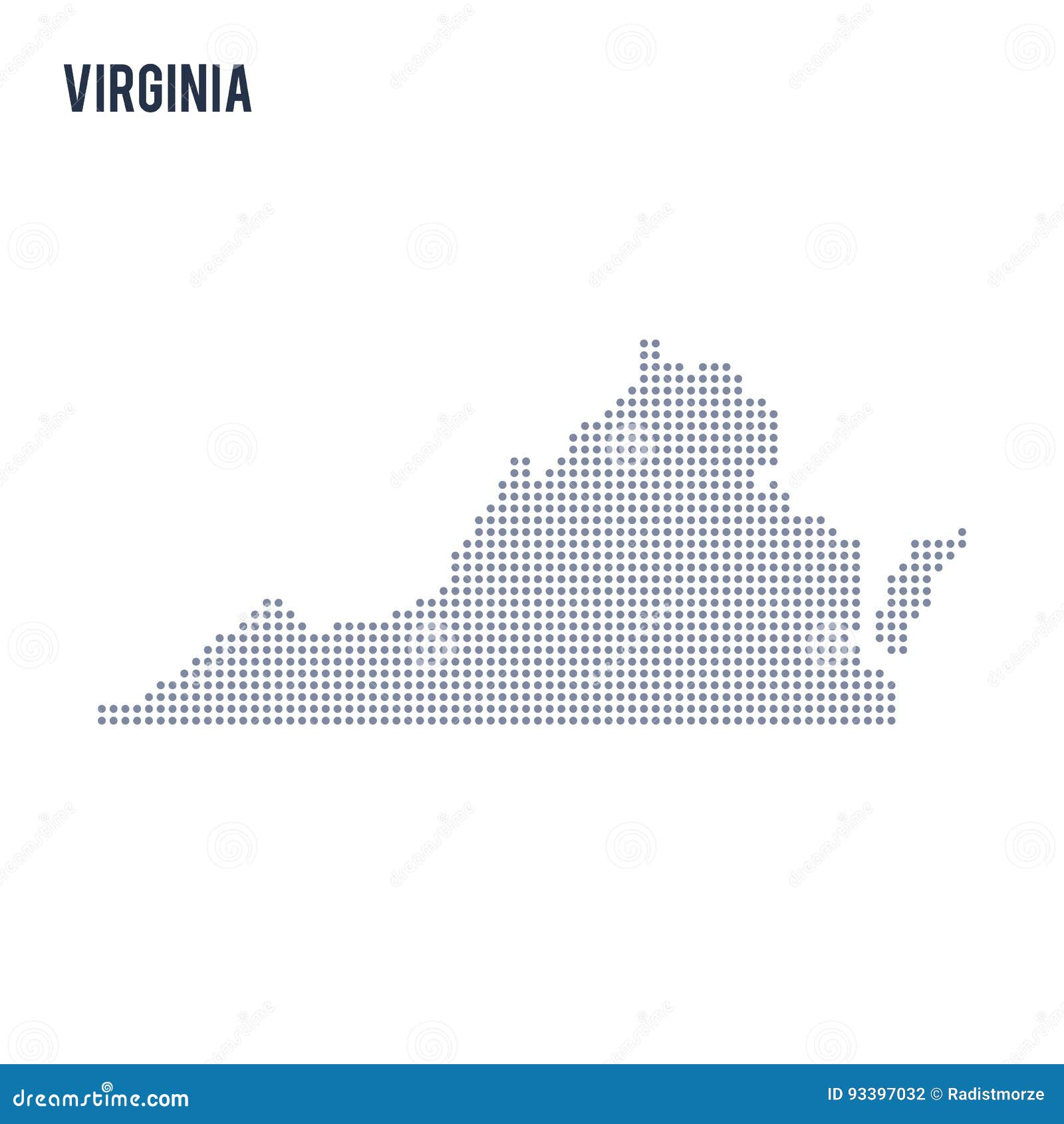 Vector Dotted Map State of Virginia Isolated on White Background ...