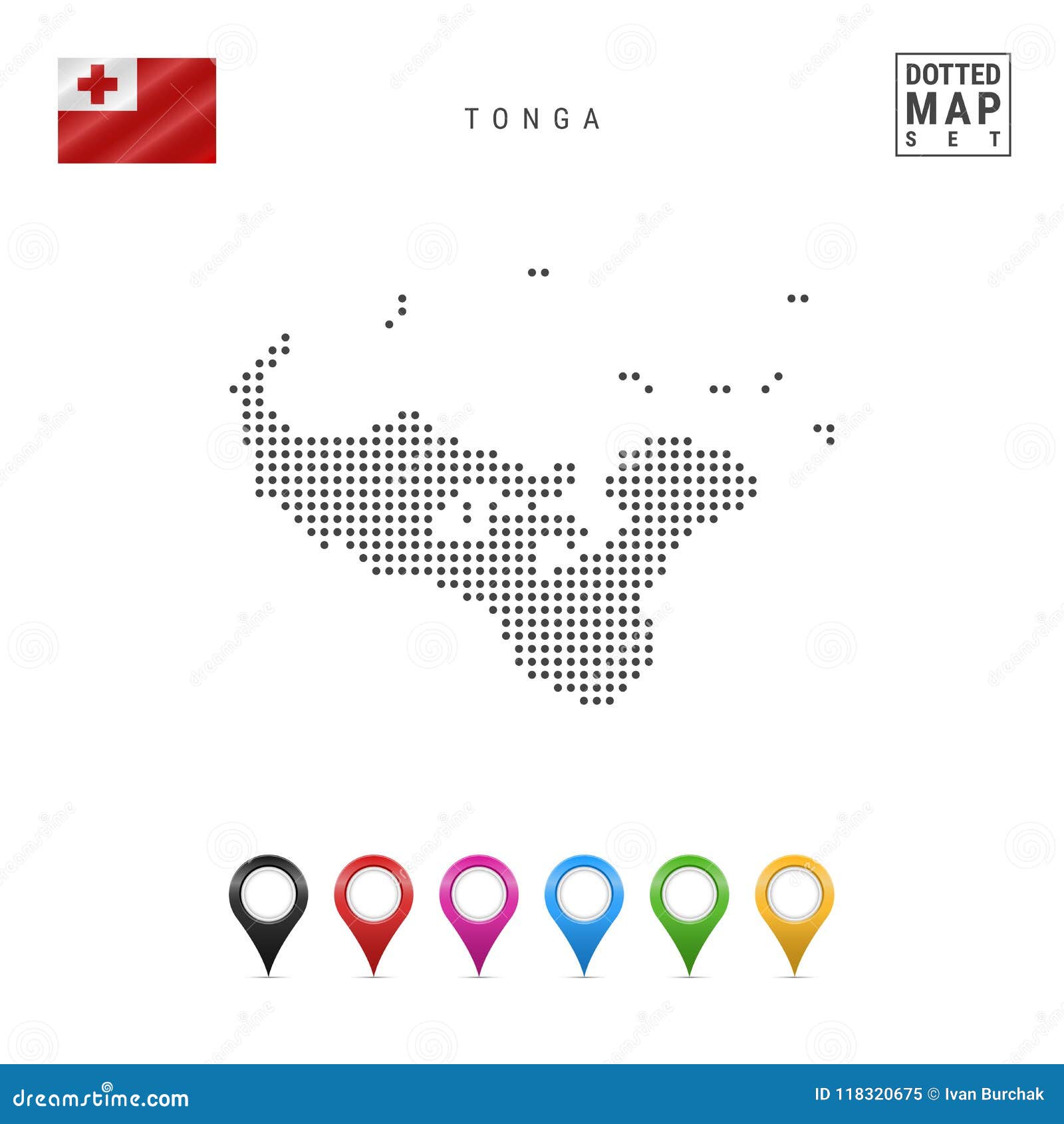 Vector Dotted Map of Tonga. Simple Silhouette of Tonga. the National ...
