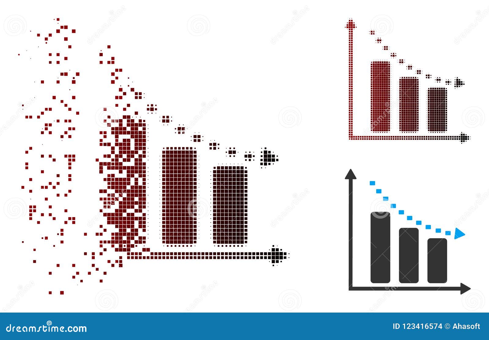 Sparkle Pixel Halftone Dotted Negative Trend Icon Stock Vector ...