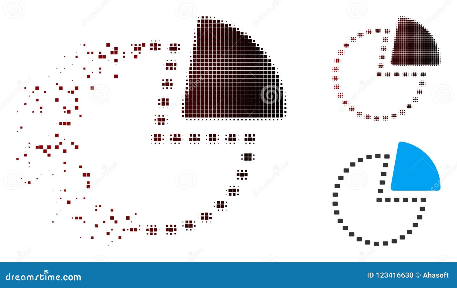 Shredded Pixel Halftone Dotted Pie Chart Icon Stock Vector ...