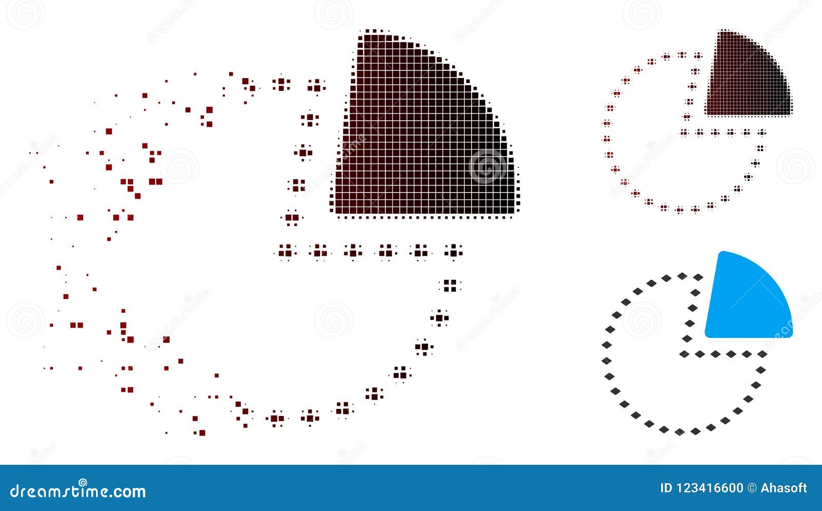 Dissolving Pixel Halftone Dotted Pie Chart Icon Stock Vector ...