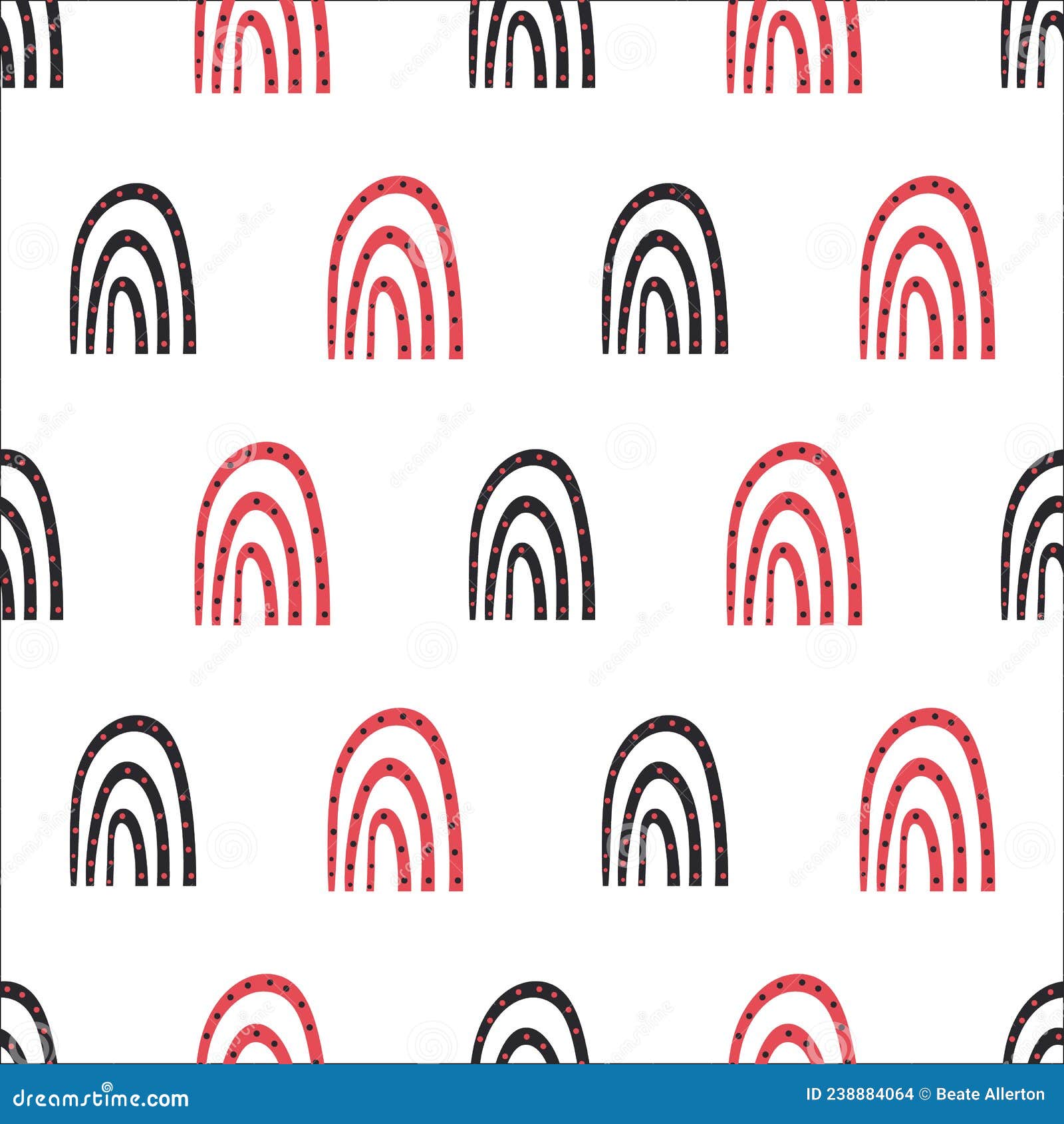 Vector Dotted Rainbow Childish Seamless Pattern Background. Red Black ...