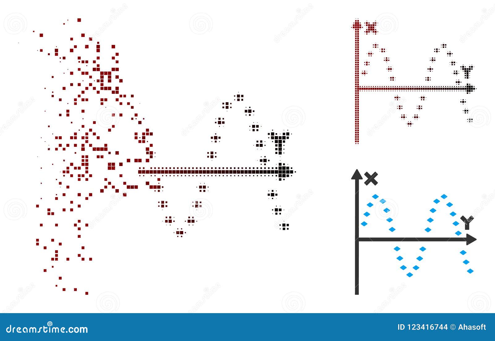 Sparkle Pixel Halftone Dotted Sine Plot Icon Stock Vector ...