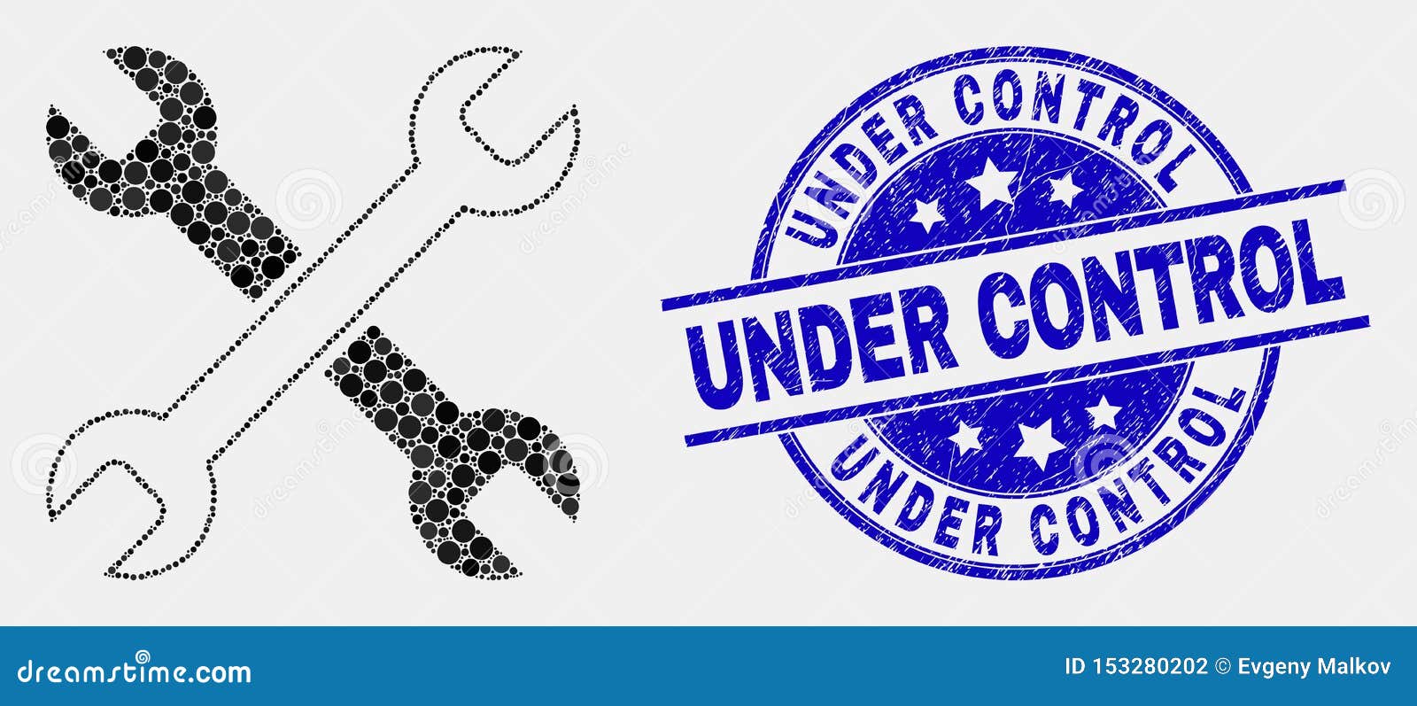 Vector Dotted Wrenches Icon and Grunge Under Control Stamp Stock Vector ...