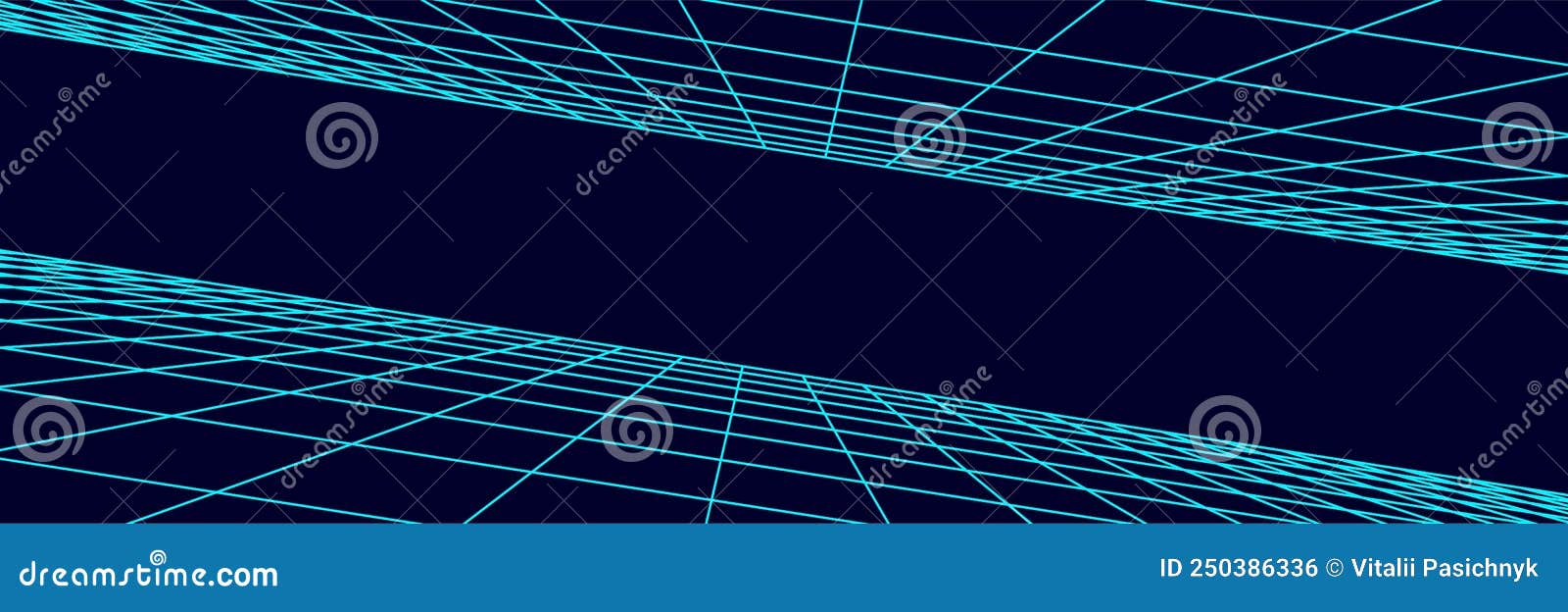 Vector Double Blue Perspective Grid. Digital Cyberspace. Network ...
