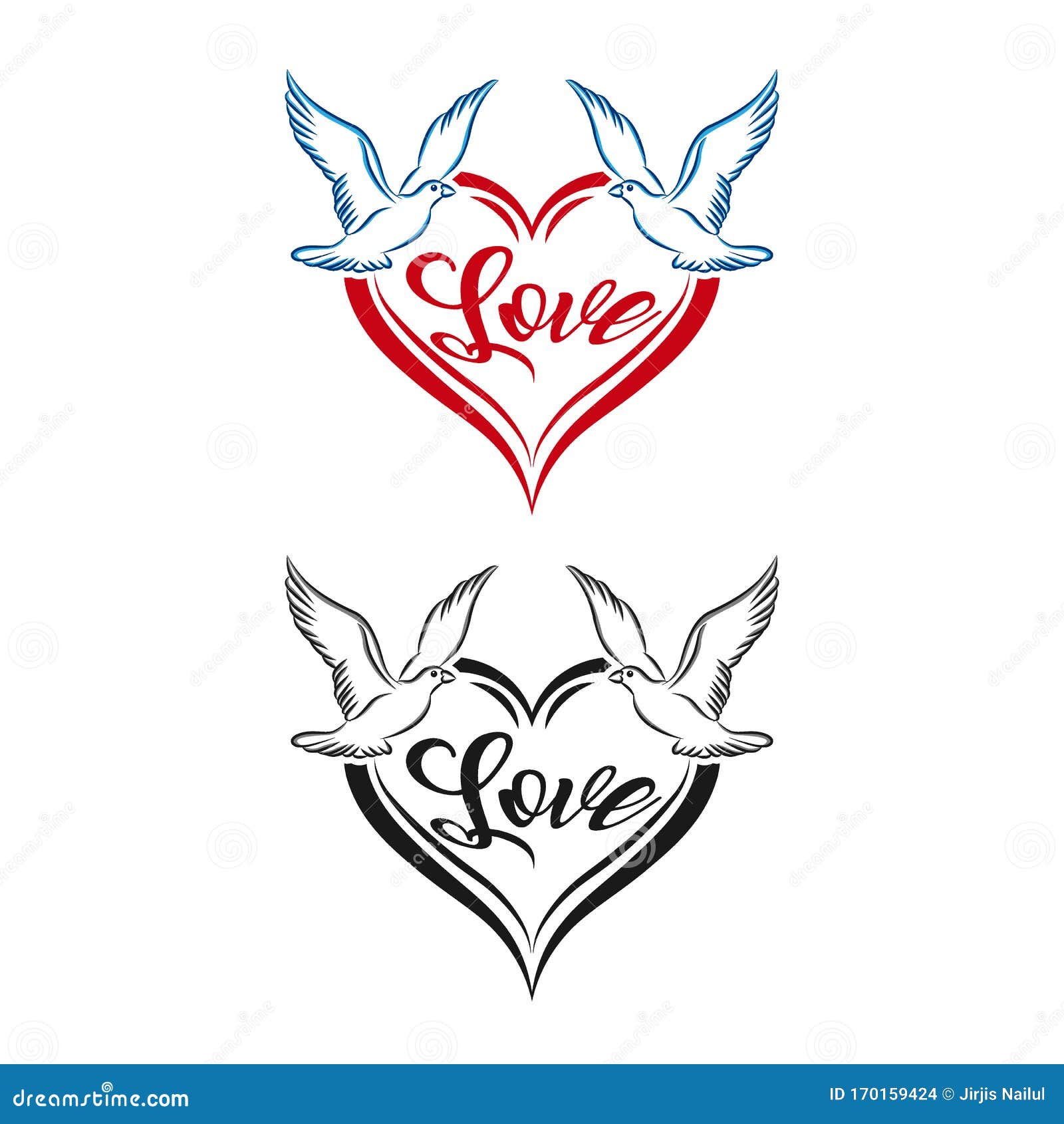 Love Dove Logo / Bird with Heart Love Logo Vector / Wedding Logo Stock ...