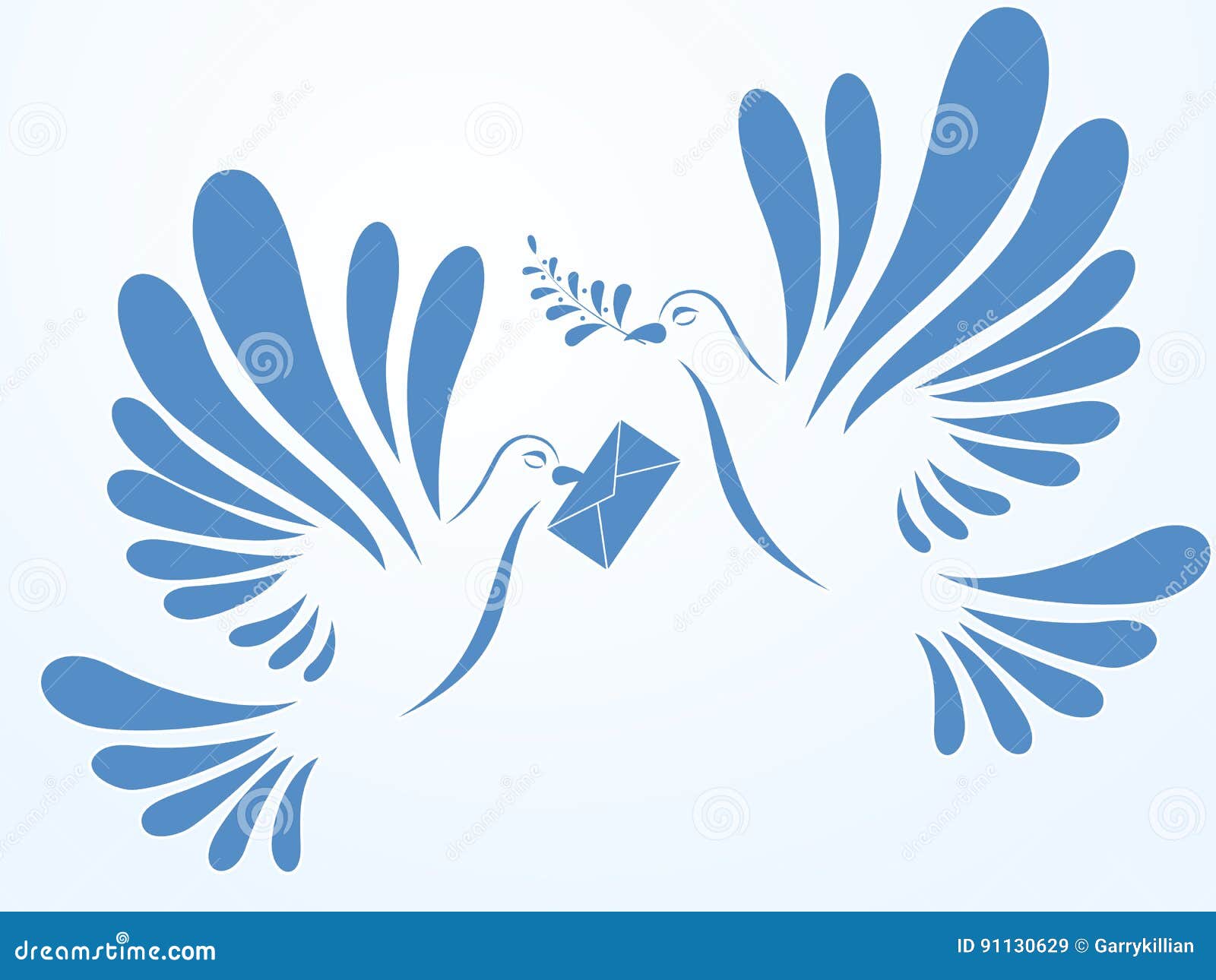 Vector Doves. Illustration Of Two Doves Flying. Stylized Birds ...