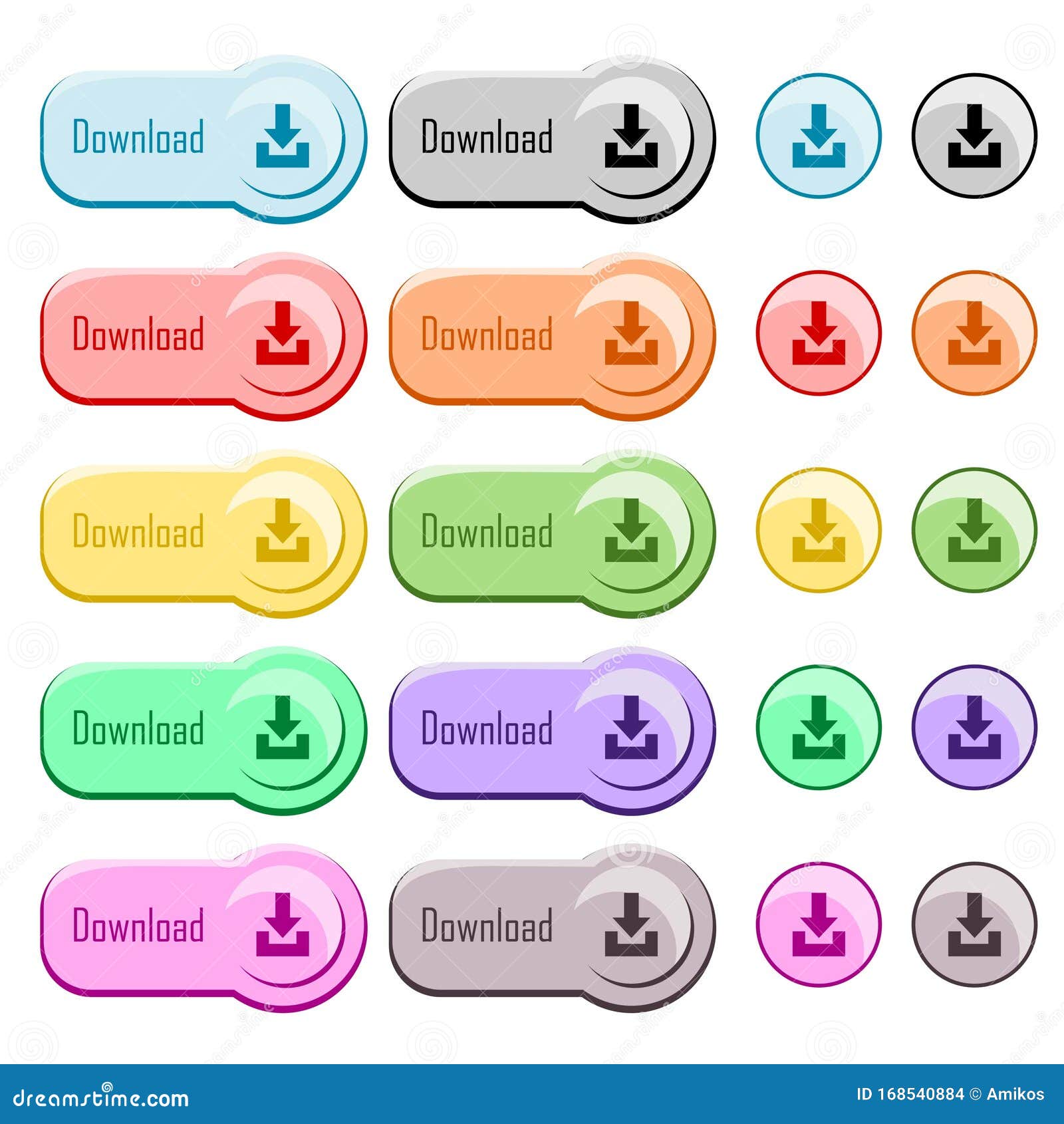 Vector download button set stock photo. Illustration of black - 168540884